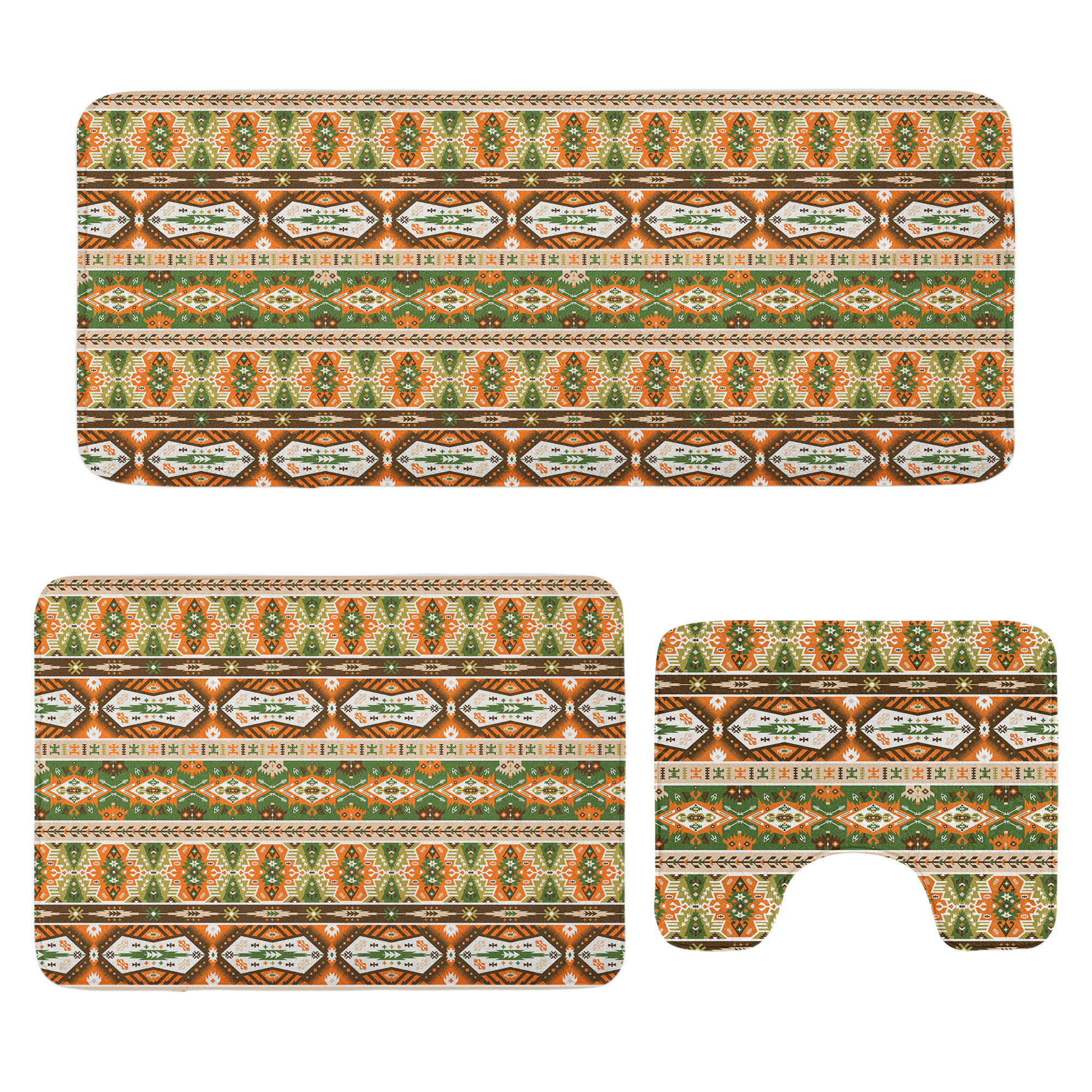 Dakota Fields Tribal Bathroom Rug Set 3 Pieces U-Shape & Rectangle Mats ...