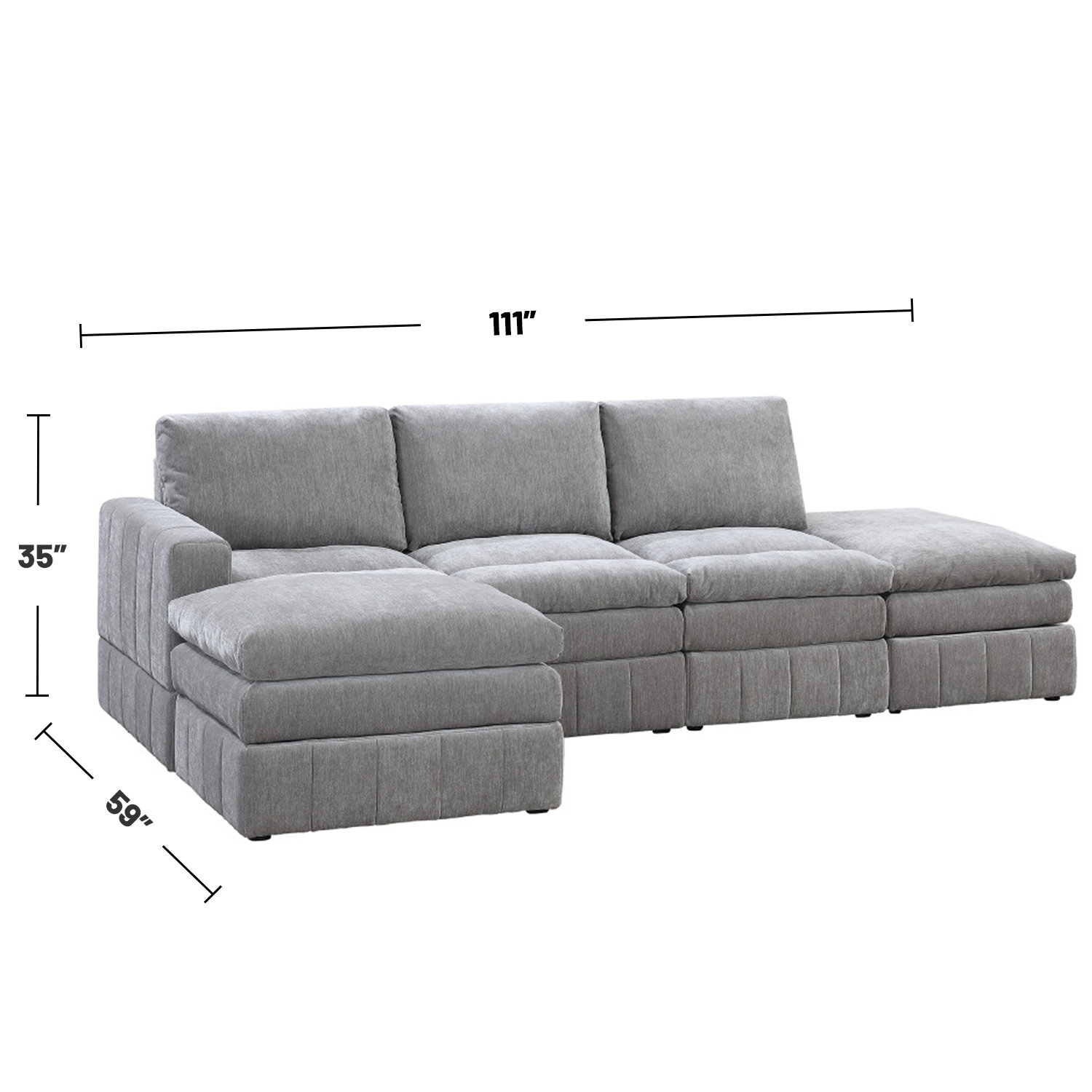 Wade Logan Aubra 111" Wide Reversible Modular Sofa & Chaise with ...
