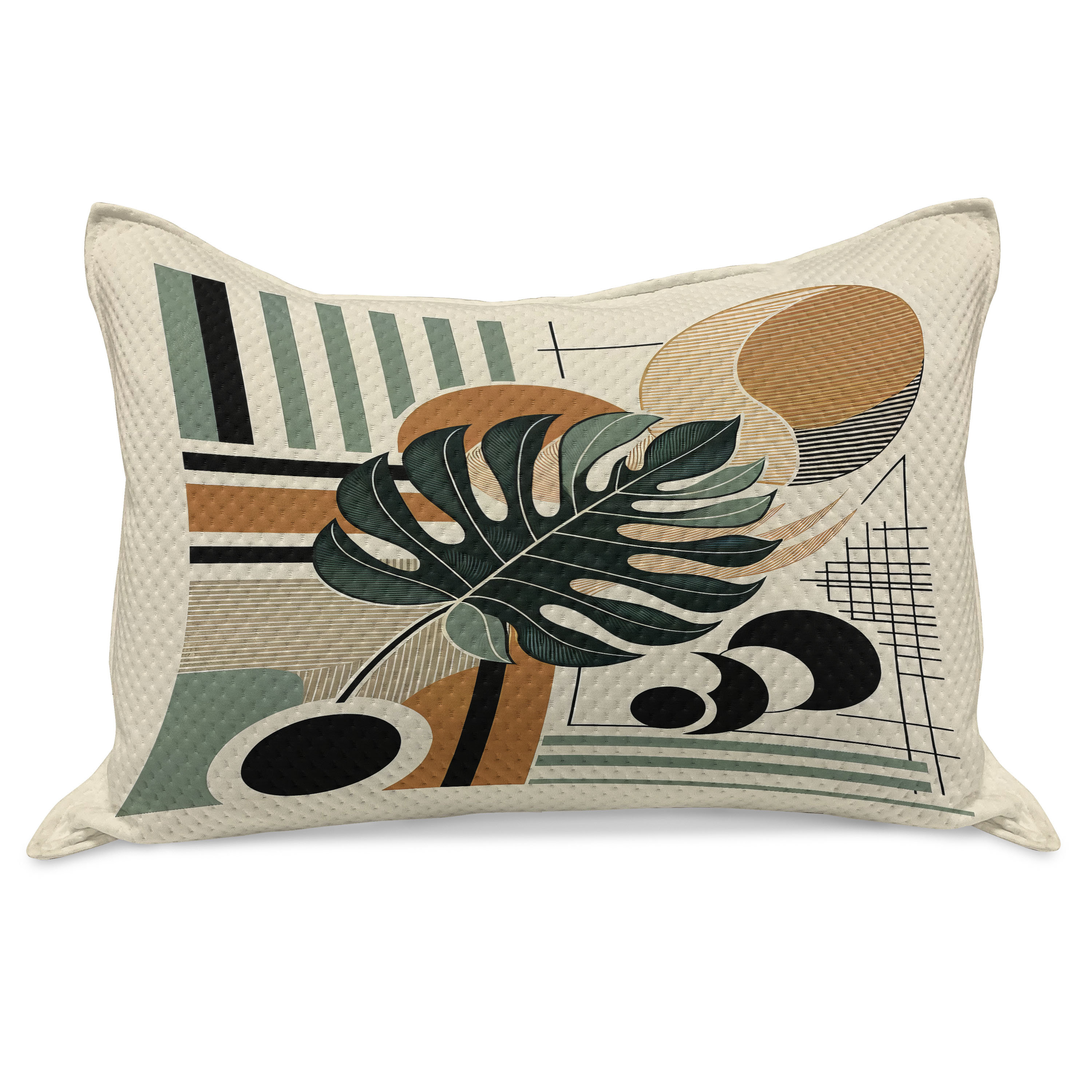 Ambesonne Monstera Quilt Pillow Cover Mid Century Boho Abstract ...