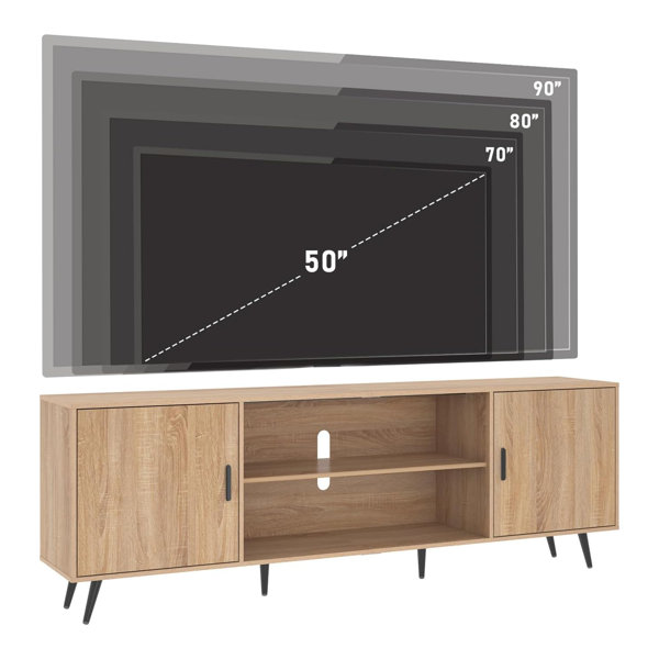 George Oliver 80 Inch Mid Century Modern Tv Stand For 85 Inch Tv, Wood ...