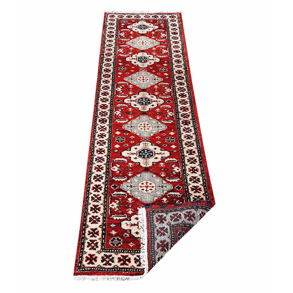 Bungalow Rose Red Cream Silk and Wool Handmade Oriental Area Rug, Hand ...