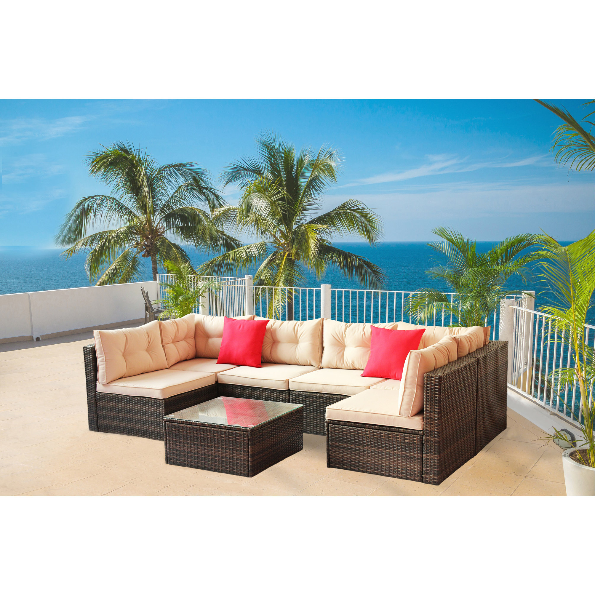 Hokku Designs Patio Furniture Set PE Rattan Sectional Garden Furniture ...