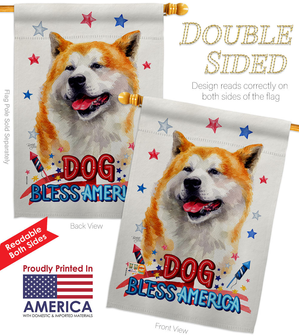 Breeze Decor Patriotic Akita Flags Set Dog Animals 28 X40 Inches Double ...
