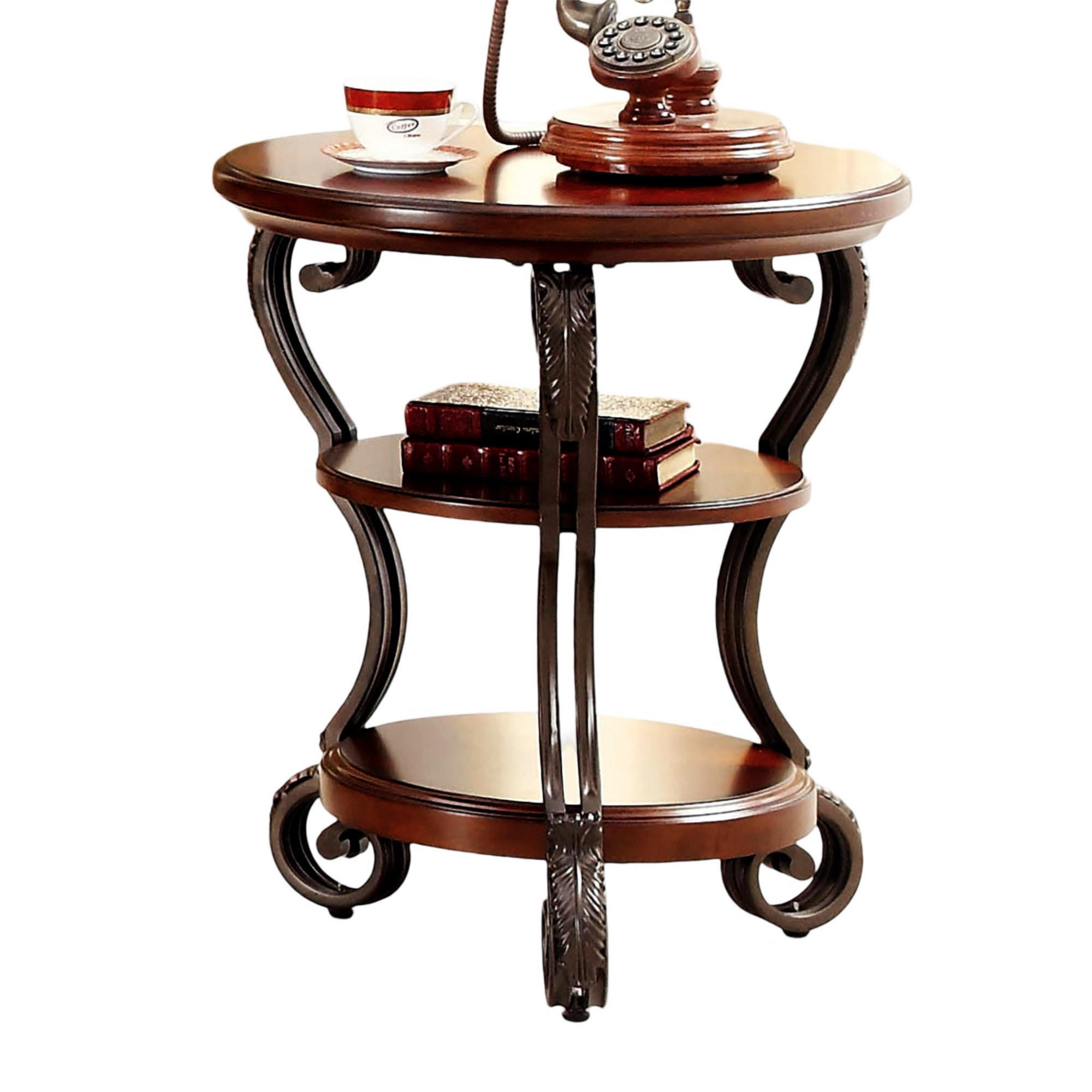 Astoria Grand Traditional Style Brown Cherry 1Pc Side Table Open Bottom ...