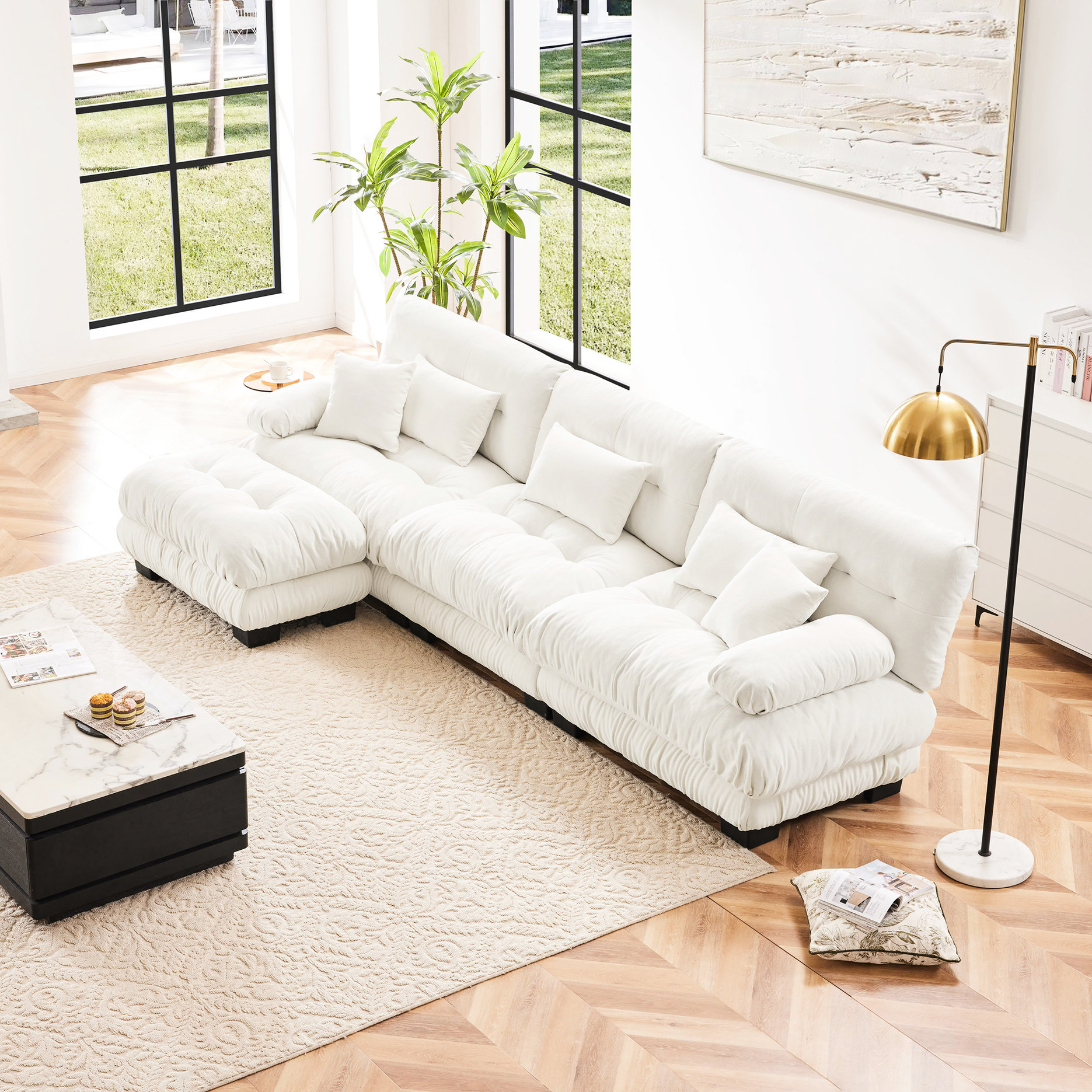 Mercer41 Luxury Modular Couch - Oversized L Shaped Deep Seat Chenille ...