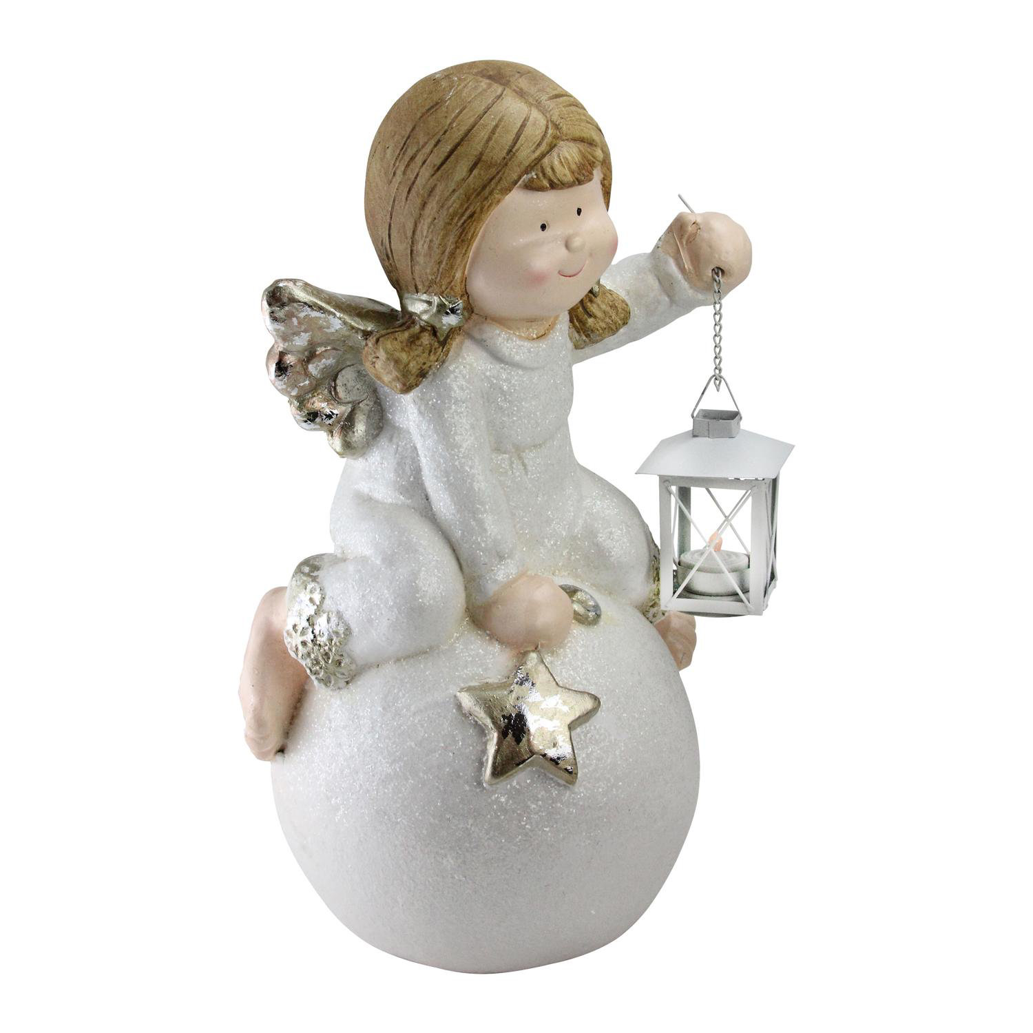 Northlight Seasonal 17.75" White and Brown Glittered Angel Christmas ...