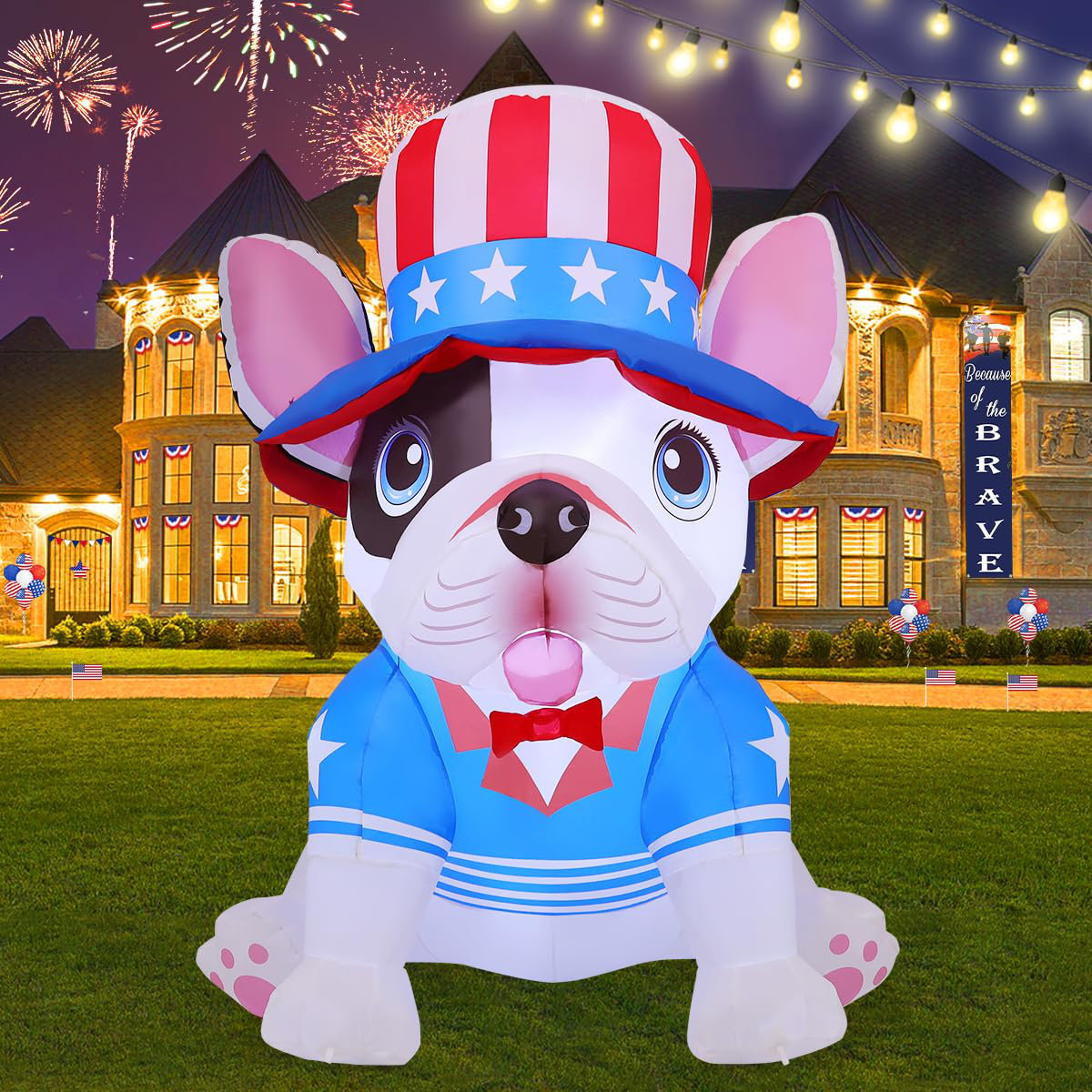 The Holiday Aisle® 4th Of July Inflatable 5 FT Patriotic Puppy Dog with ...