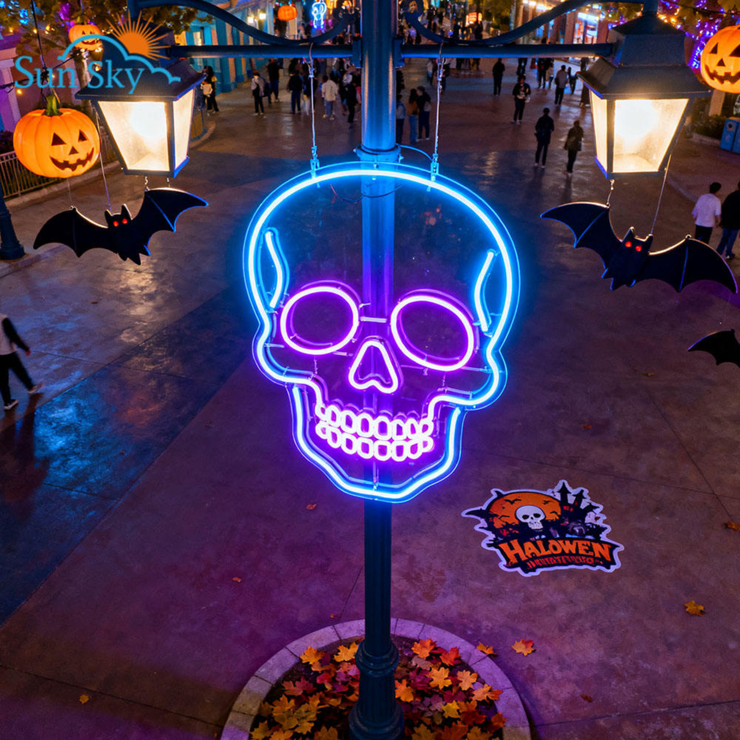 The Holiday Aisle® Outdoor Dimmable USB Skull Neon Light For Halloween ...