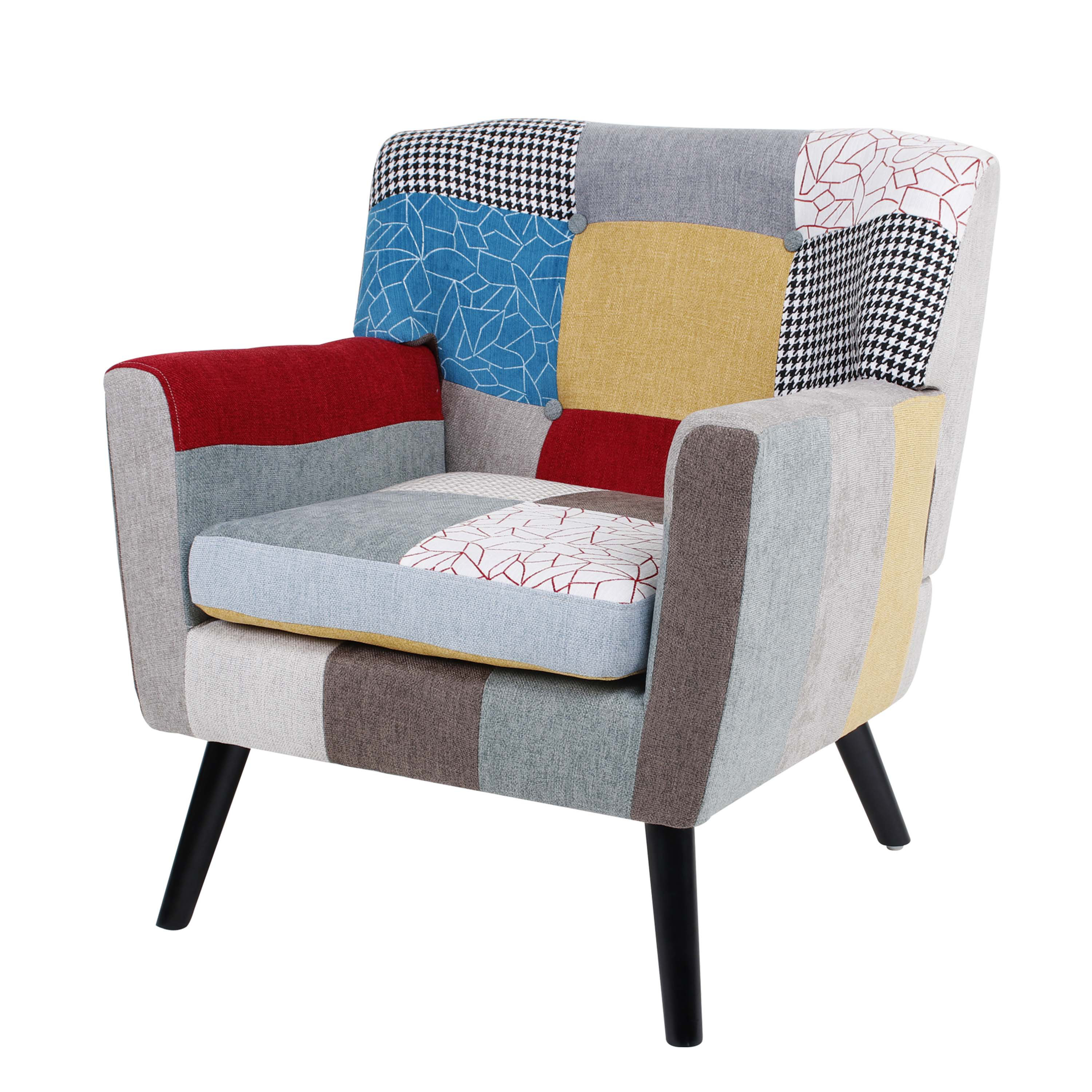 George Oliver Patchwork Accent Chair, Mid Century Modern Fabric Club ...