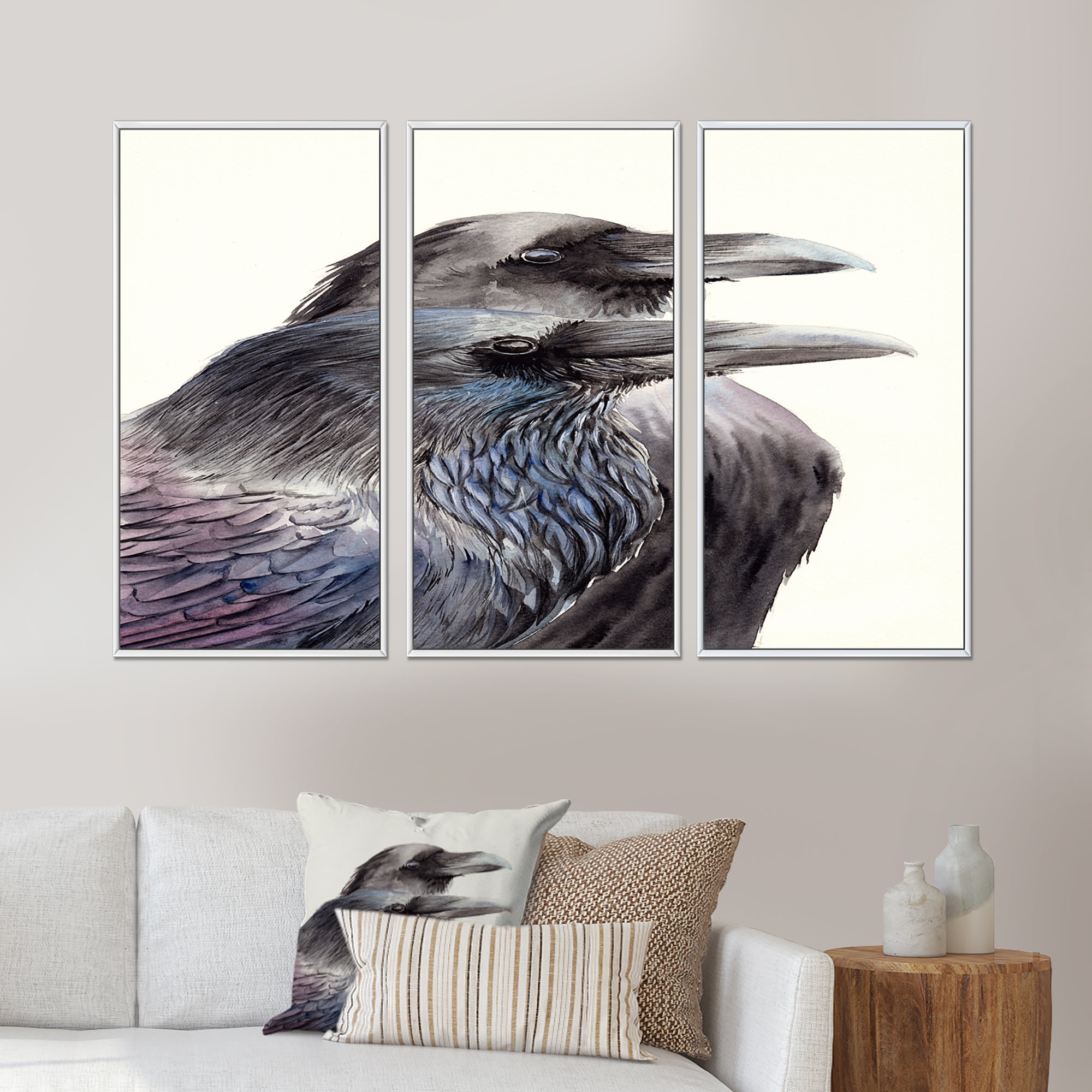 Red Barrel Studio® Two Black Ravens With Black And Blue Feathers ...