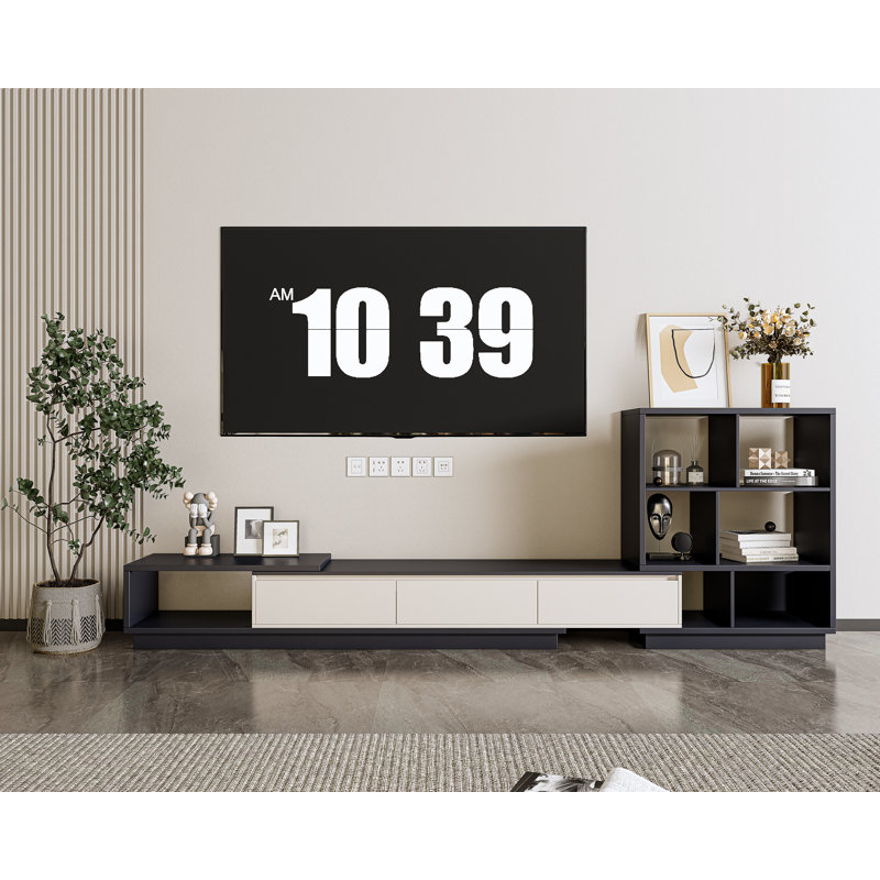 Latitude Run® Bavia 118'' Media Console Extendable TV Stand for TVs up ...