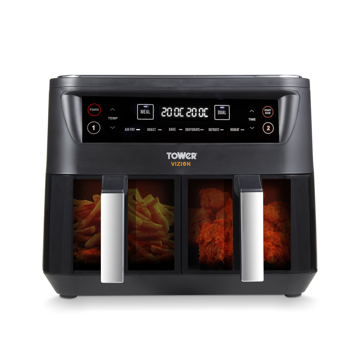 Tower T17104 Vortx Vizion 8L Dual Basket Air Fryer with Digital Control ...