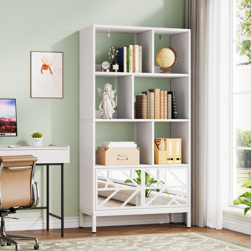 Latitude Run® 5-tier Bookcases With Doors, White | Wayfair