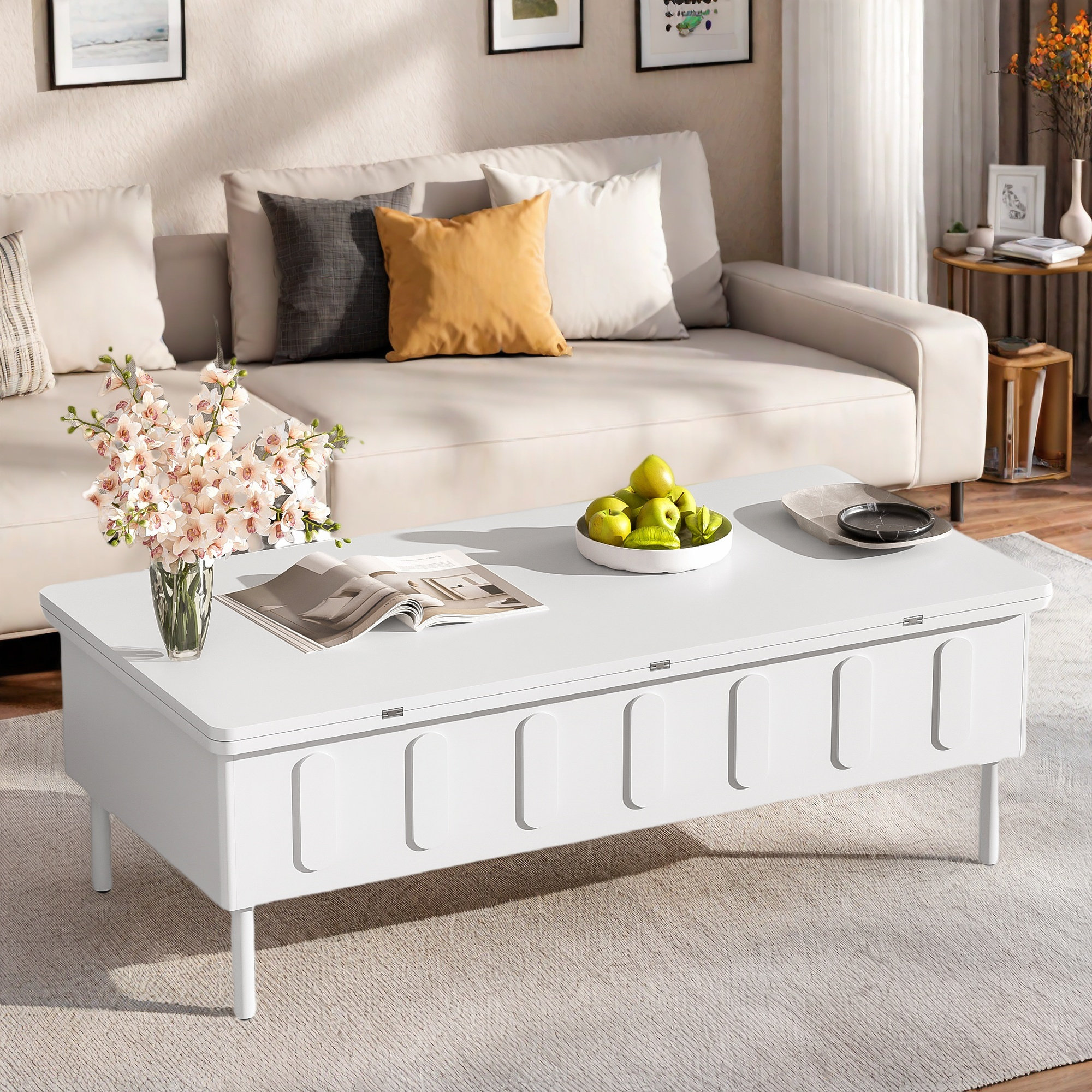 Latitude Run® Lift-top Coffee Table With Foldable Top, 2 Drawers ...