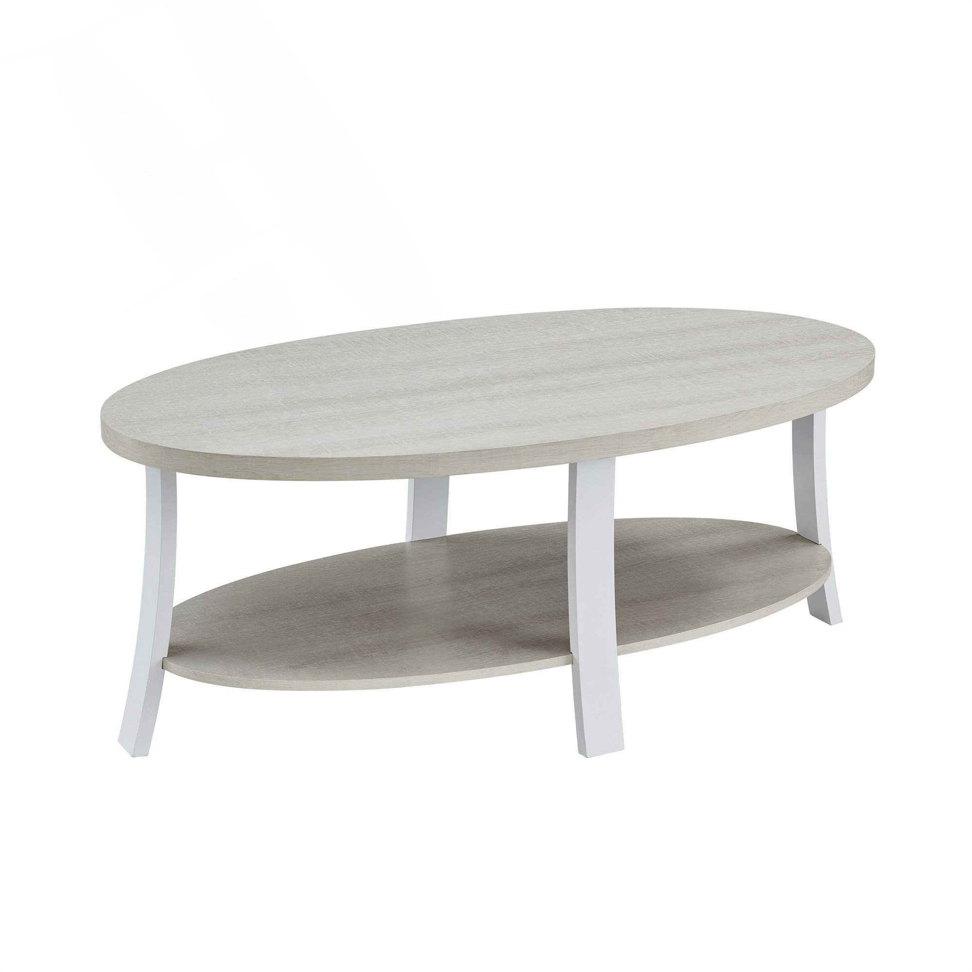 Latitude Run® Contemporary Oval Wood Shelf Coffee Table With Ample ...