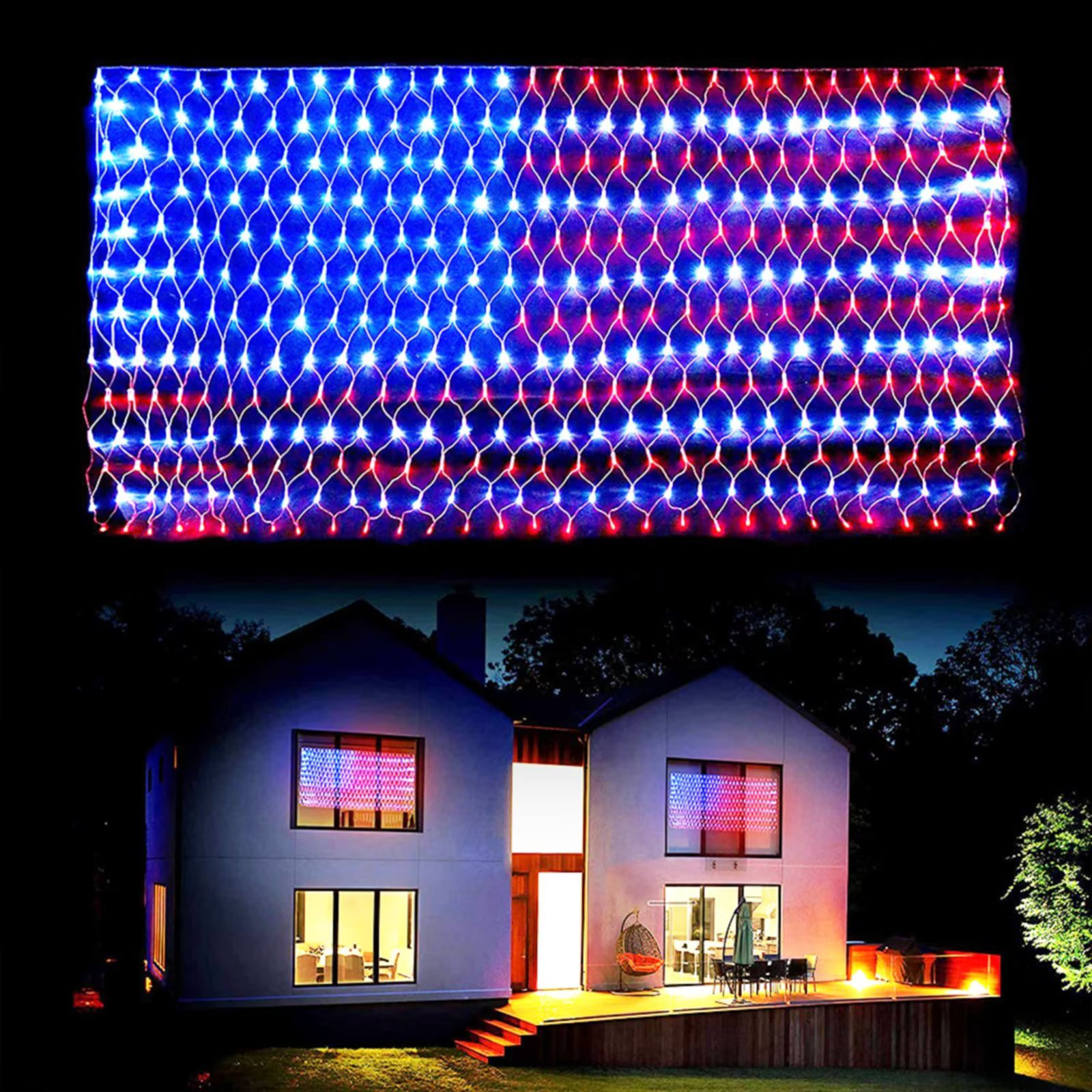 The Holiday Aisle® Waterproof Flag of The United States 420LED Memory ...