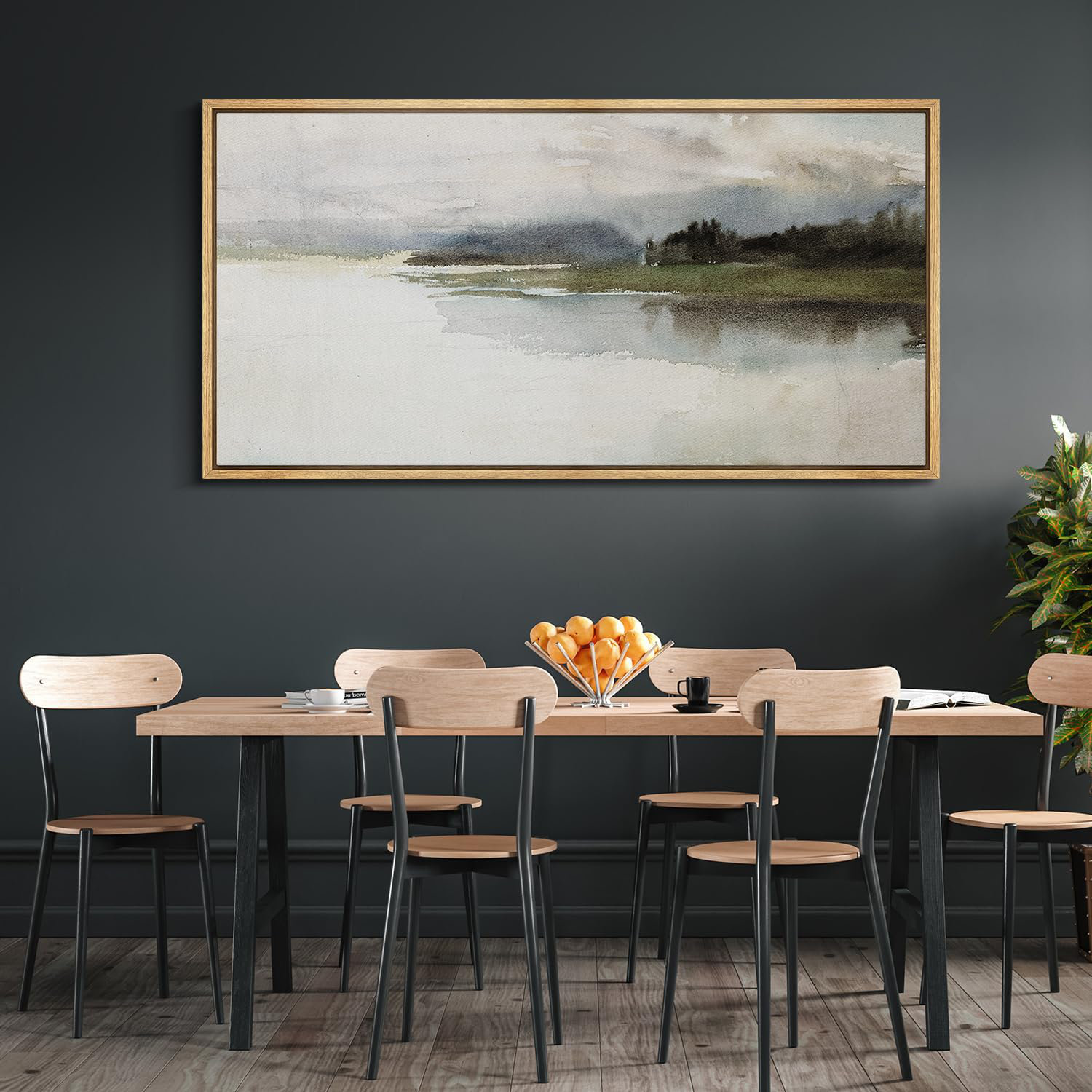 IDEA4WALL Rustic Countryside Storm Over Quiet Lake Watercolor Nature ...