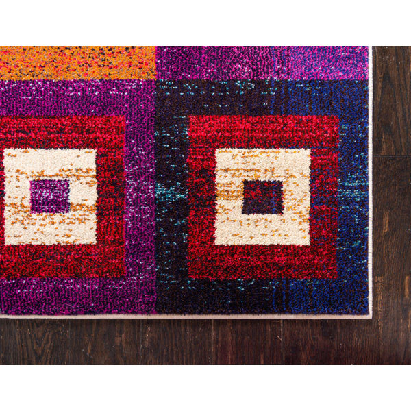 Wade Logan® Jesusae Geometric Blue/Purple/Orange Area Rug & Reviews ...