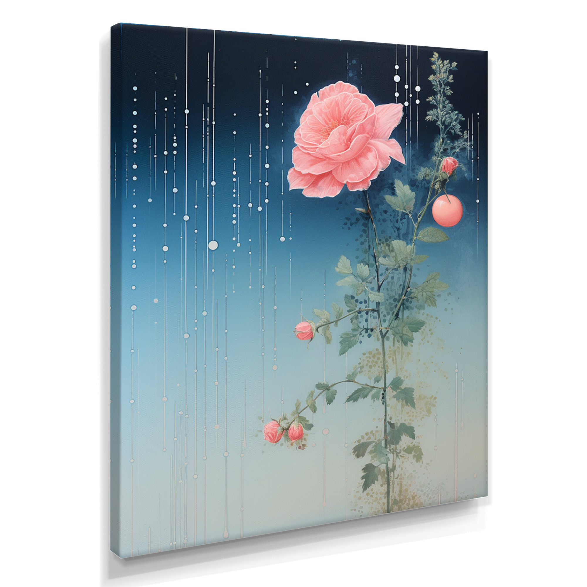 Winston Porter Celestial Pink Rose Nocturnal - Rose Wall Art Print ...