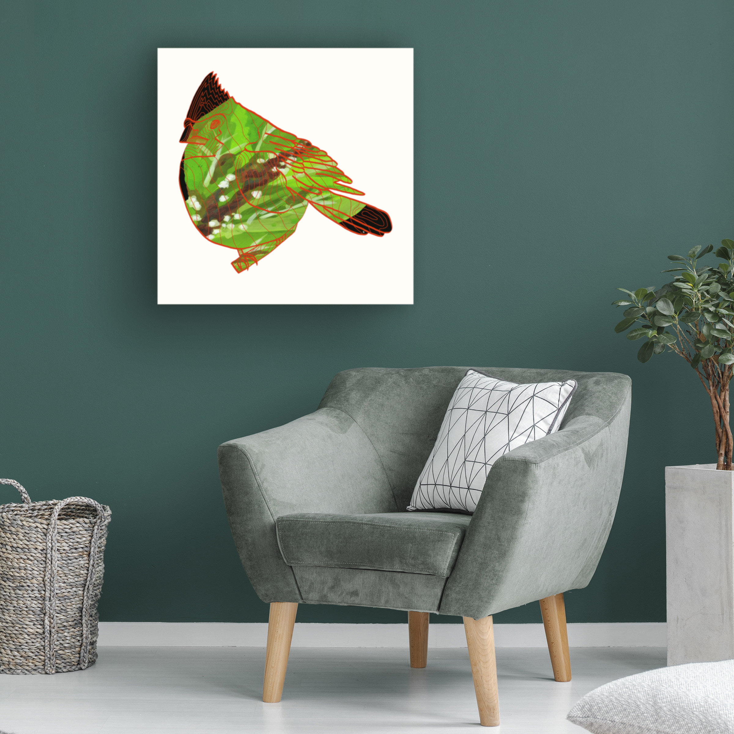 Red Barrel Studio Wolf Heart Illustrations ''Cardinal And Leaves ...