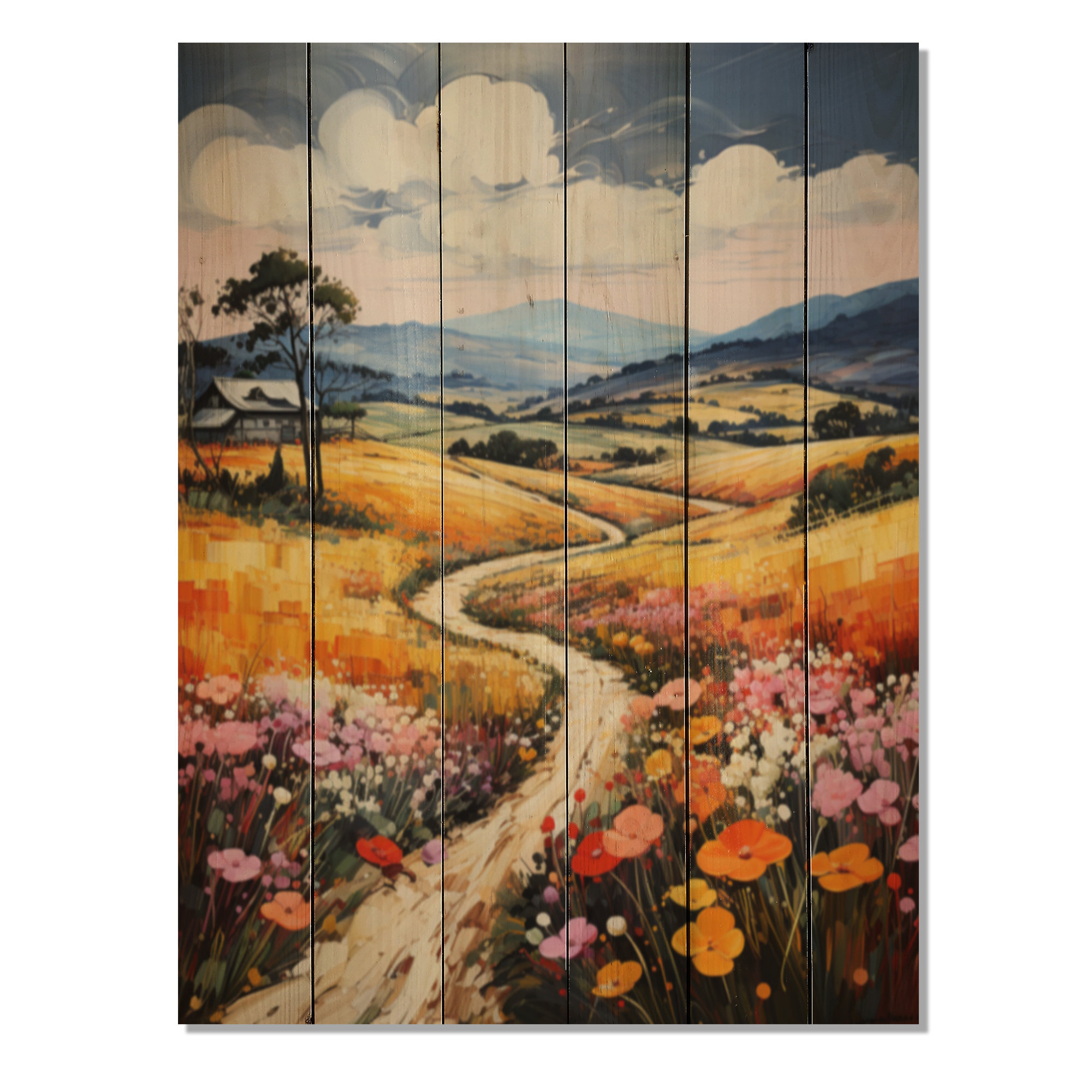 Red Barrel Studio Farm Summer Fauvist Field I - Floral Print On Natural ...