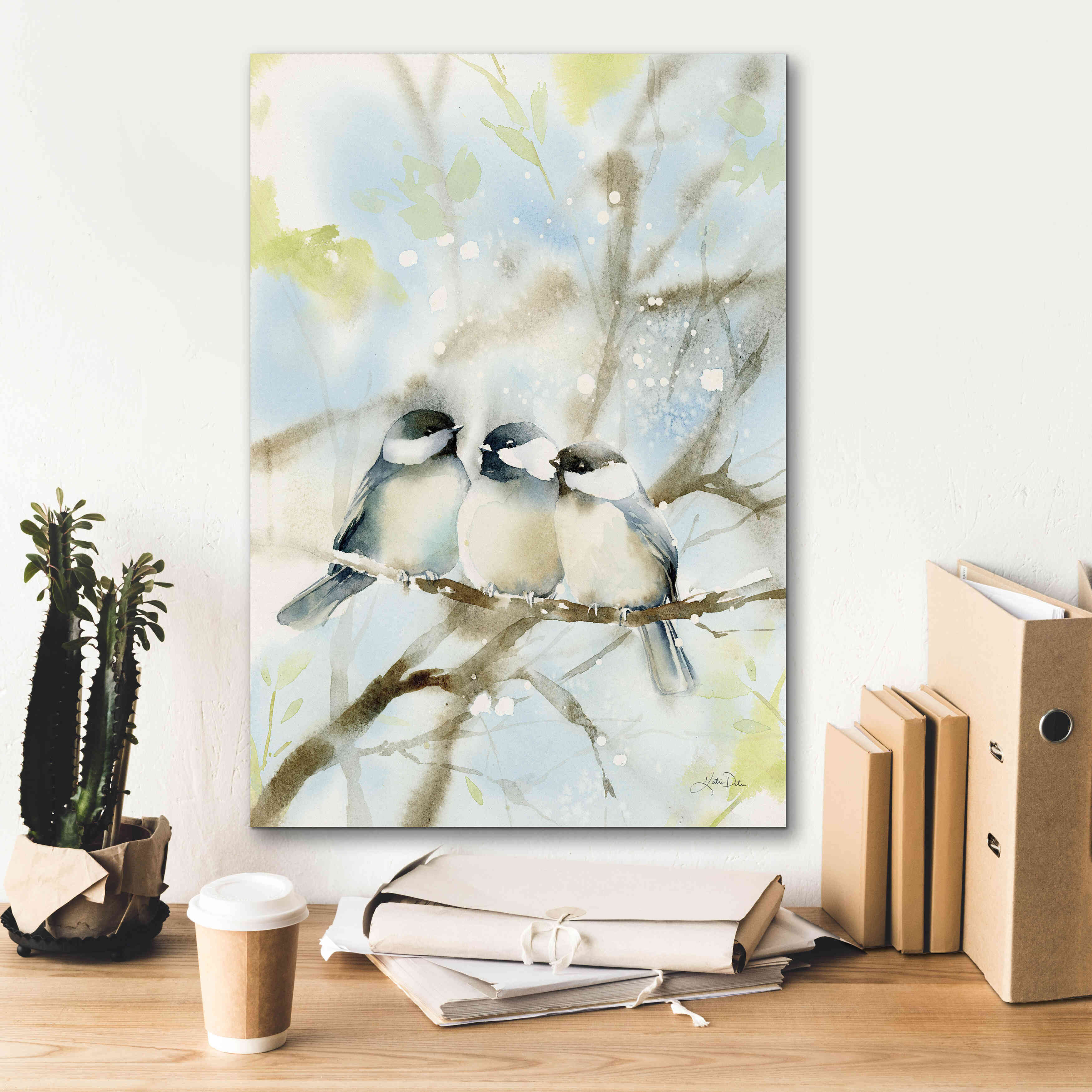 Red Barrel Studio® Three Chickadees In Spring' By Katrina Pete On ...