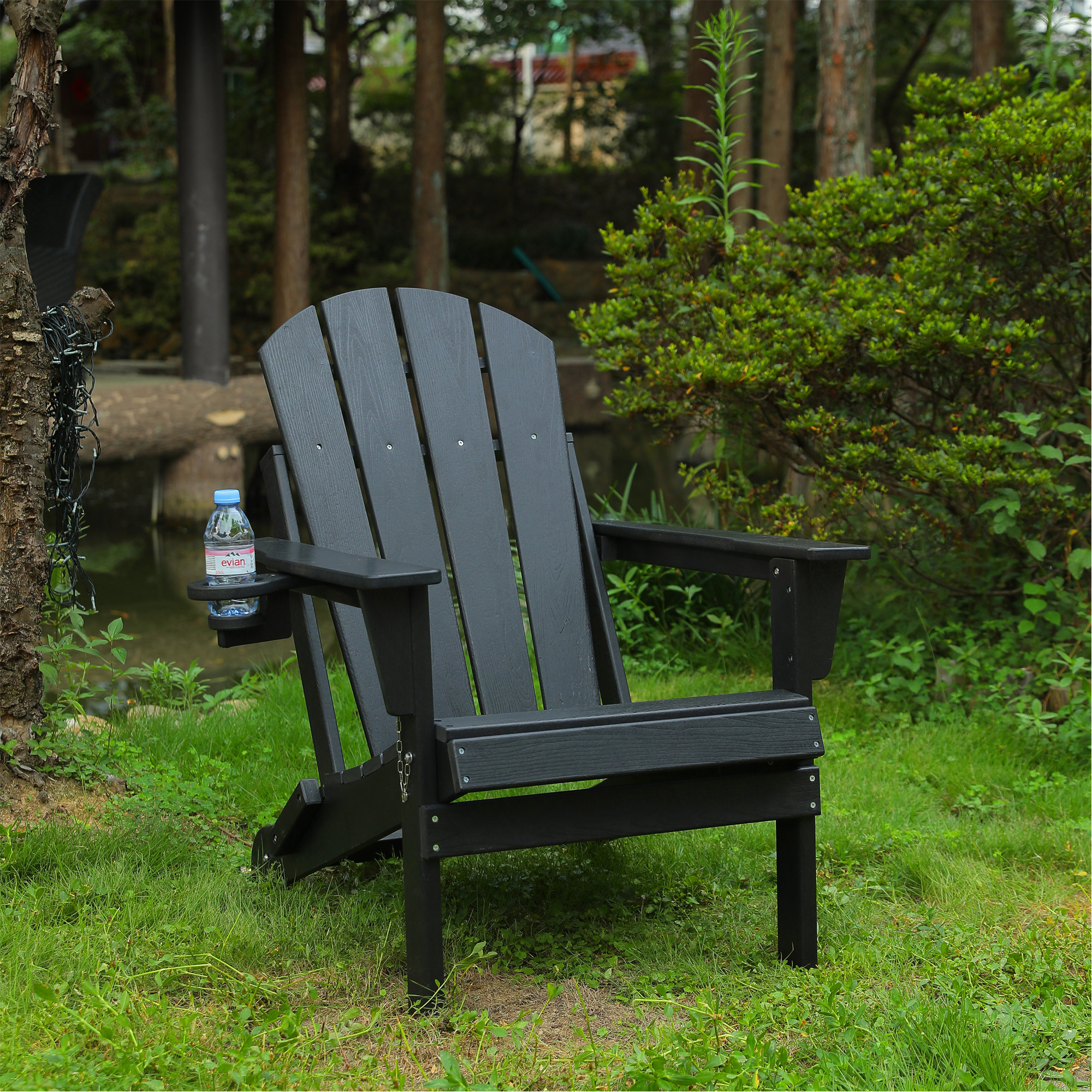 Highland Dunes Chaise Adirondack pliante en PEHD avec porte-gobelet ...