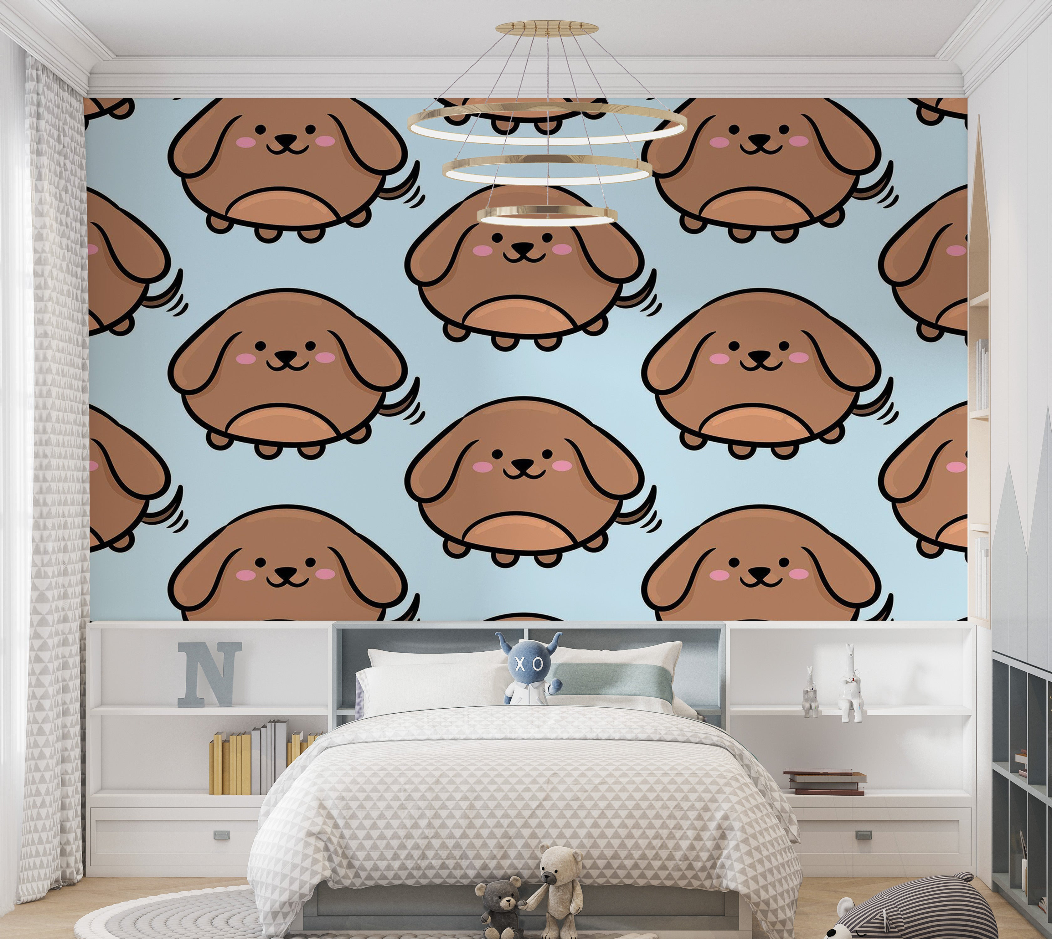 Rosalind Wheeler Premium Peel & Stick Wall Mural - Cute Puppy Pattern ...