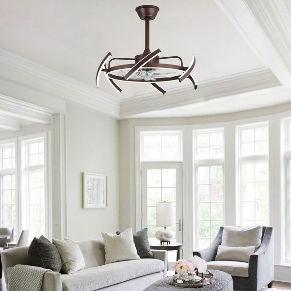Wrought Studio Clorene 24in. DIY Shape Ceiling Fan with Light, 6 Speeds ...