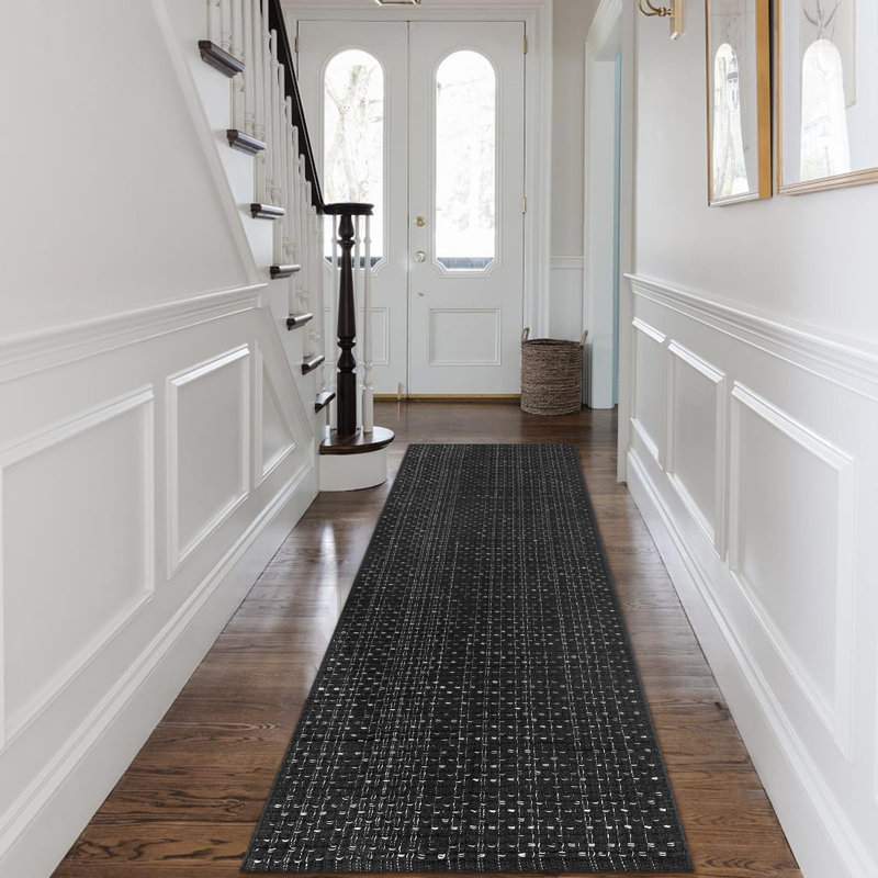 17 Stories Cotton Black Rug | Wayfair