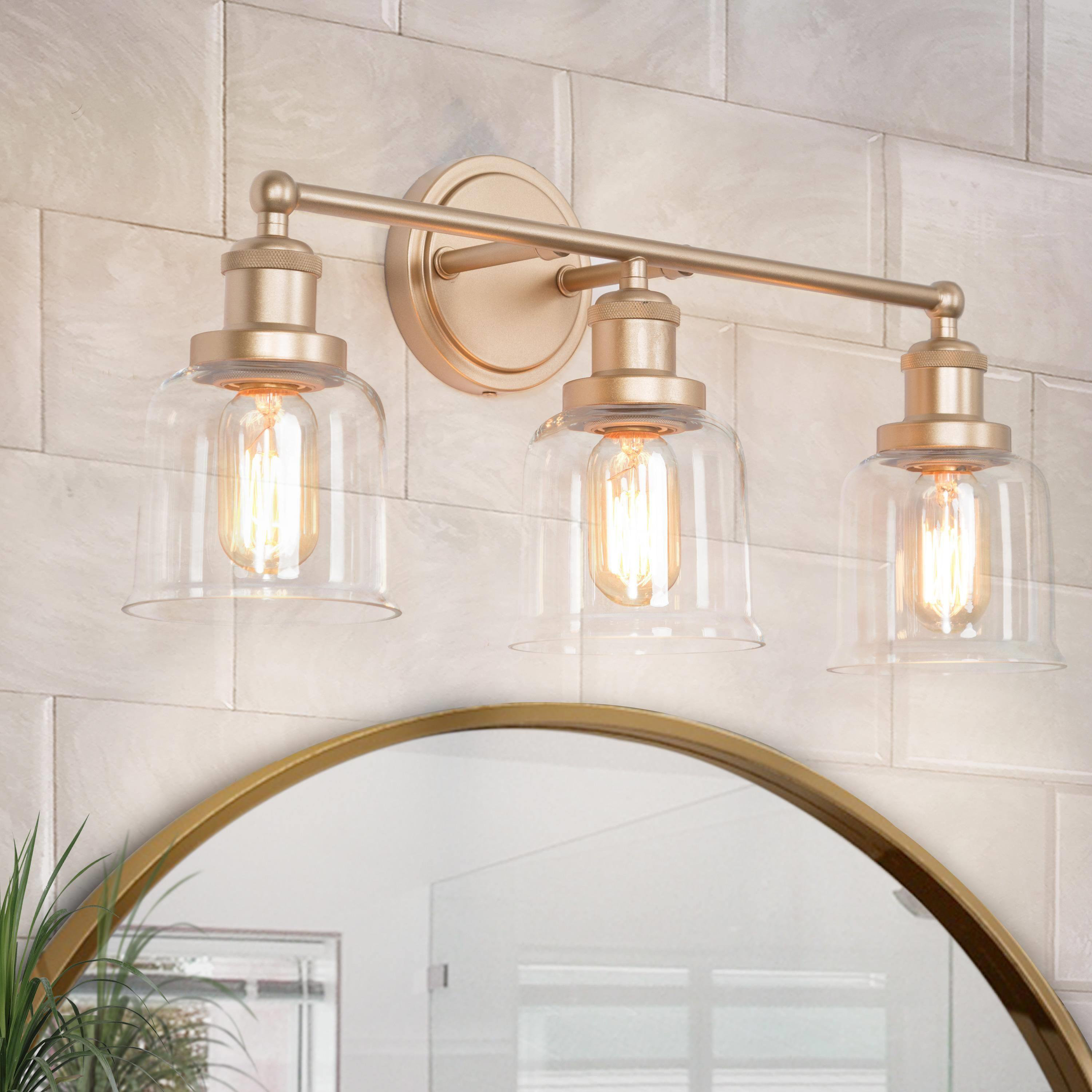 Everly Quinn Denroy 3 - Light Dimmable Rose Gold Vanity Light & Reviews ...