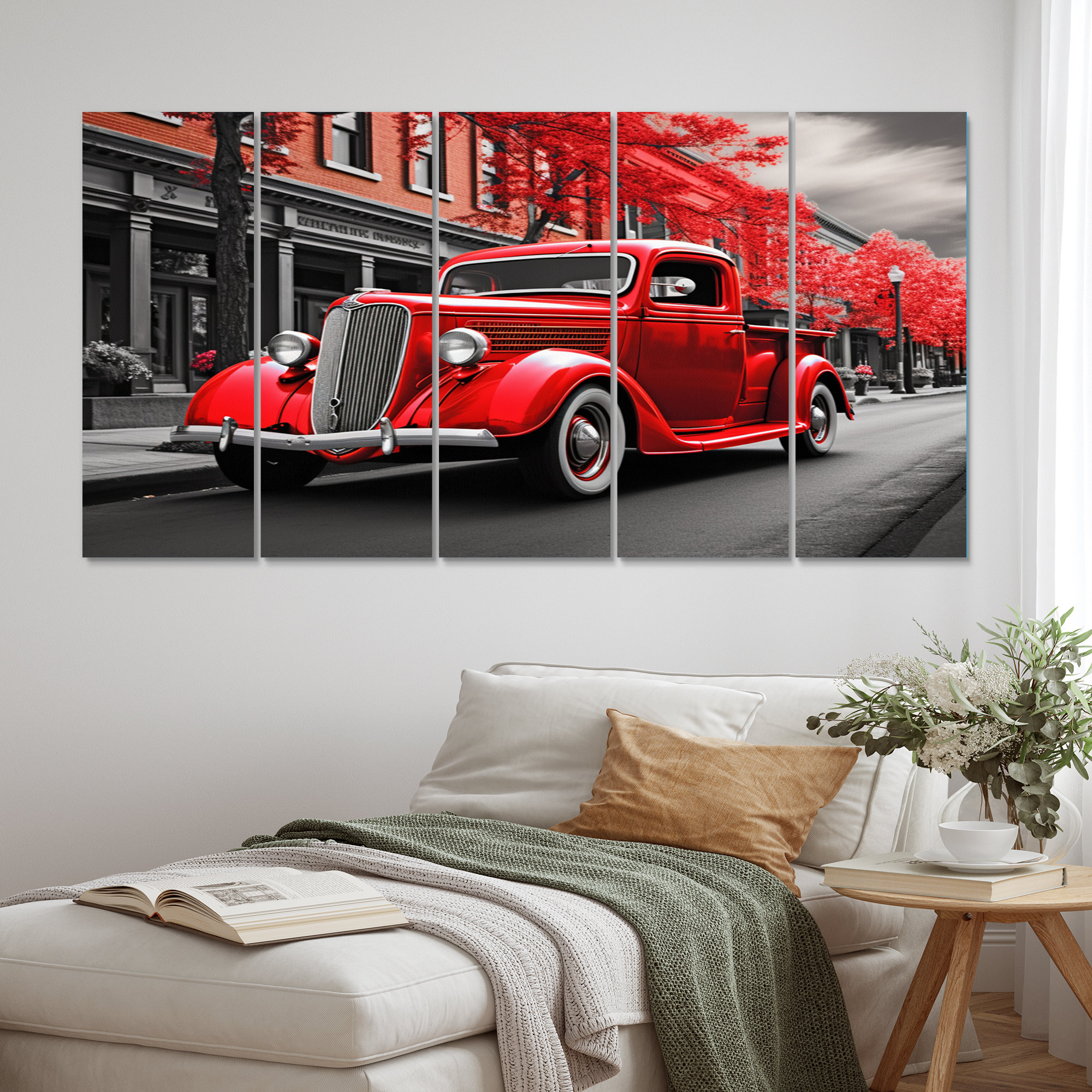 Latitude Run® Red Pickup Truck Road Legends III - Transportation Canvas ...