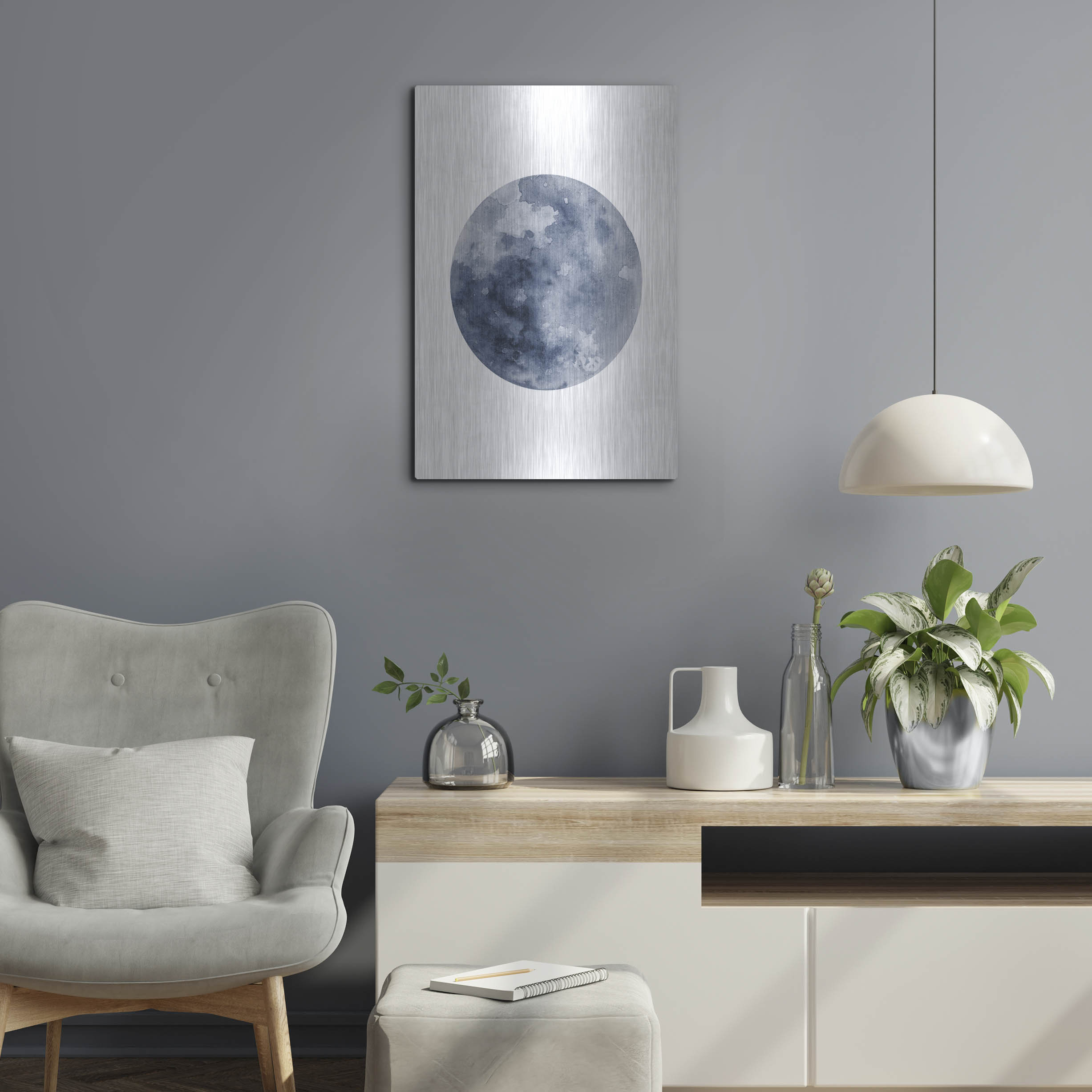 Ebern Designs 'Blue Moon' by Brandon Wong Metal Wall Art | Wayfair