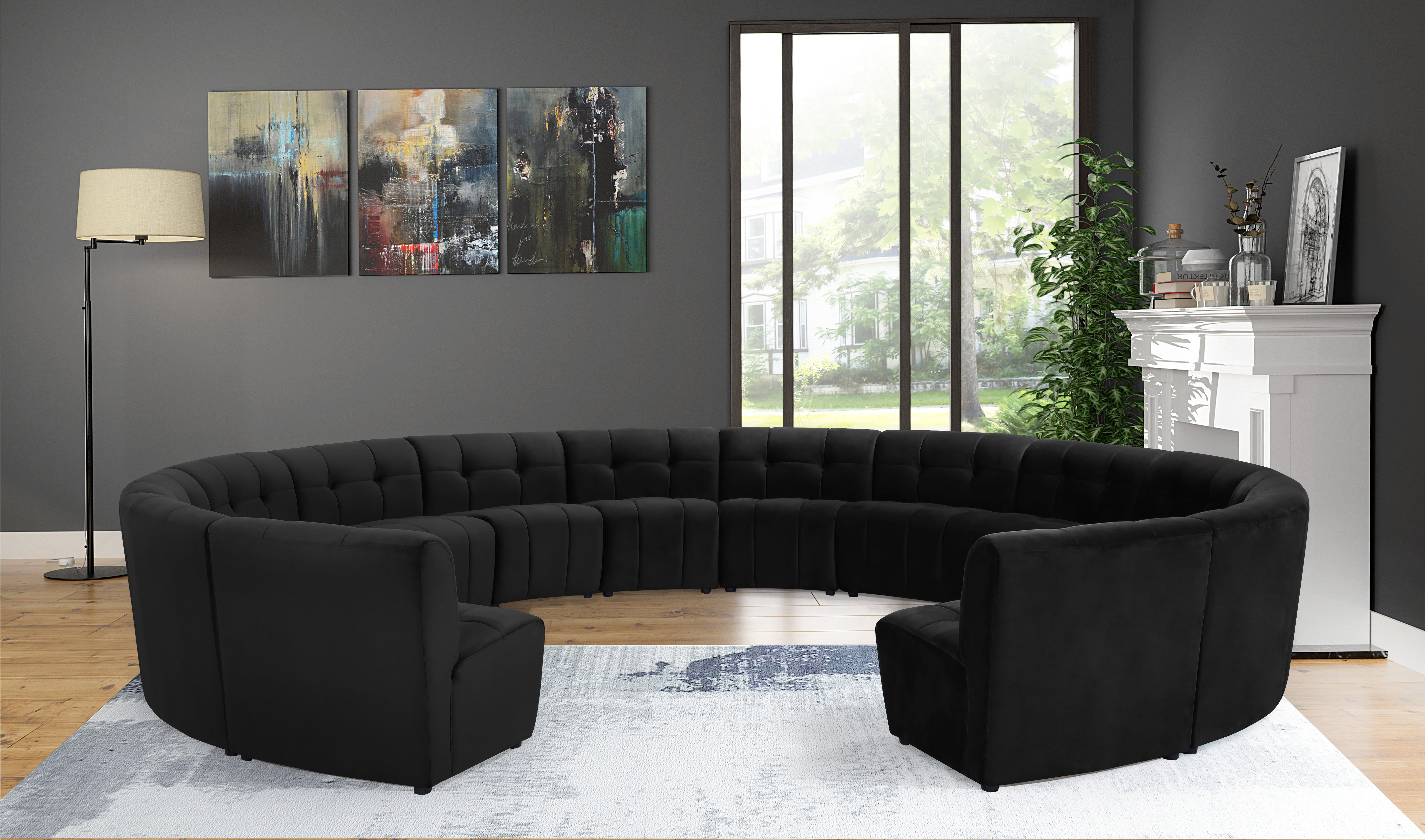 Latitude Run® Jedson 173" Wide Velvet Symmetrical Modular Corner ...