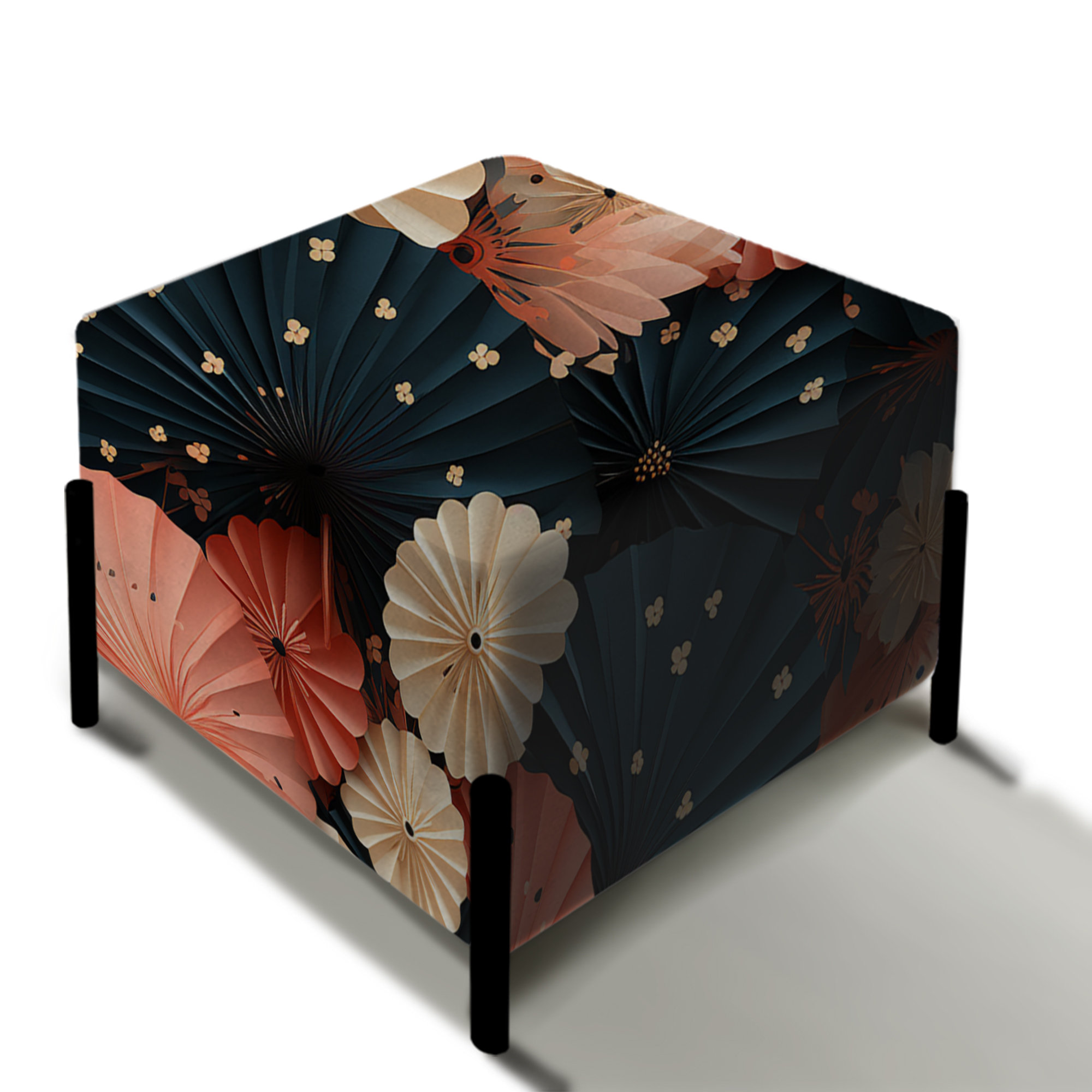 Design Art Paper Fans And Parasols - Oriental Square Ottoman | Wayfair