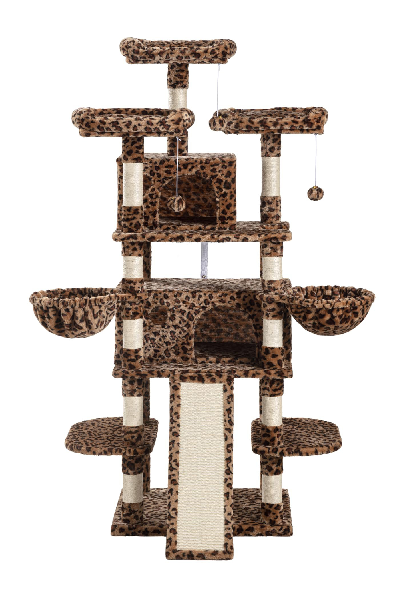 COAHAHA Multi-Level Leopard Print Cat Tree With Sisal Scratching Posts ...