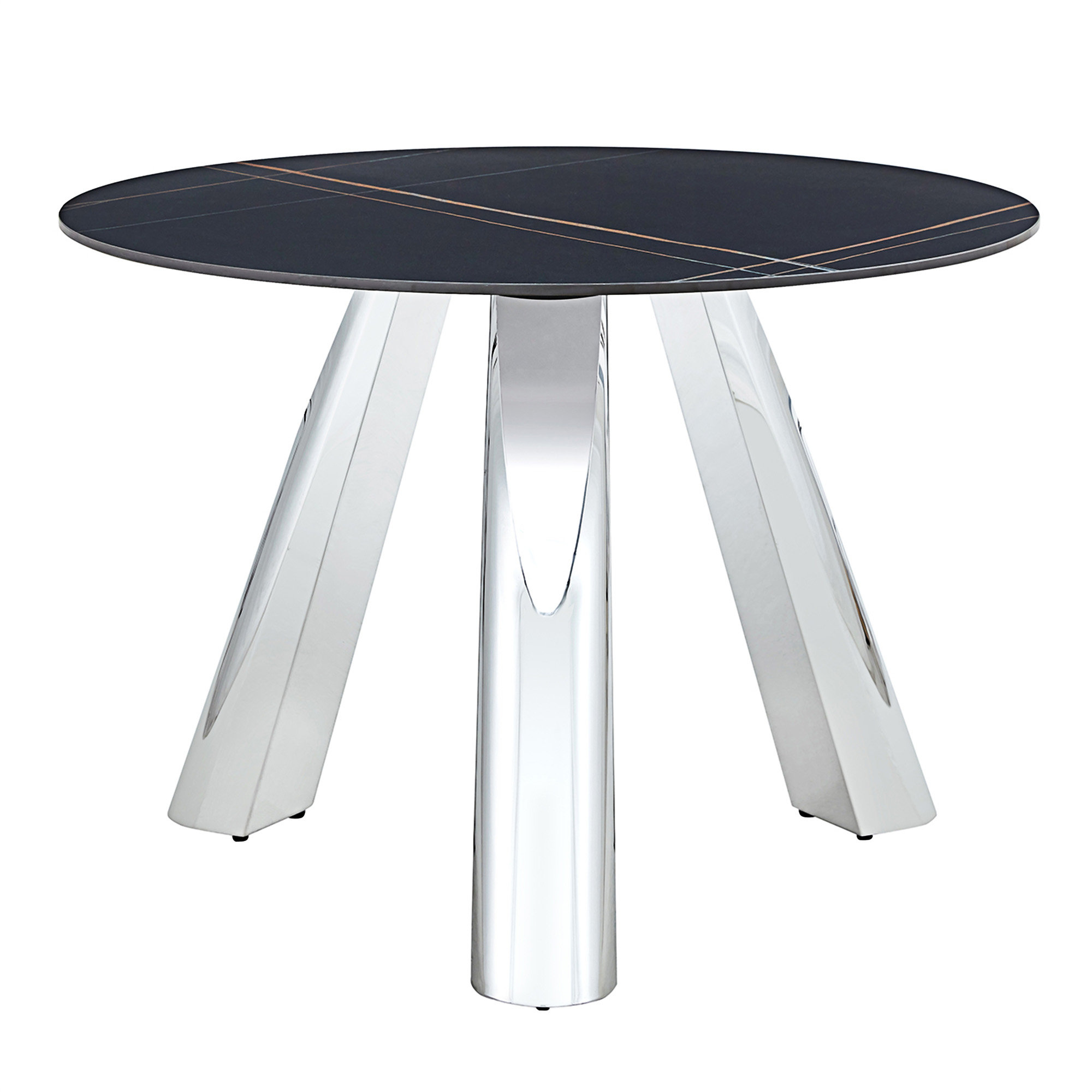 Latitude Run® A 42-Inch Burn Stone Round Table With Stainless Steel ...