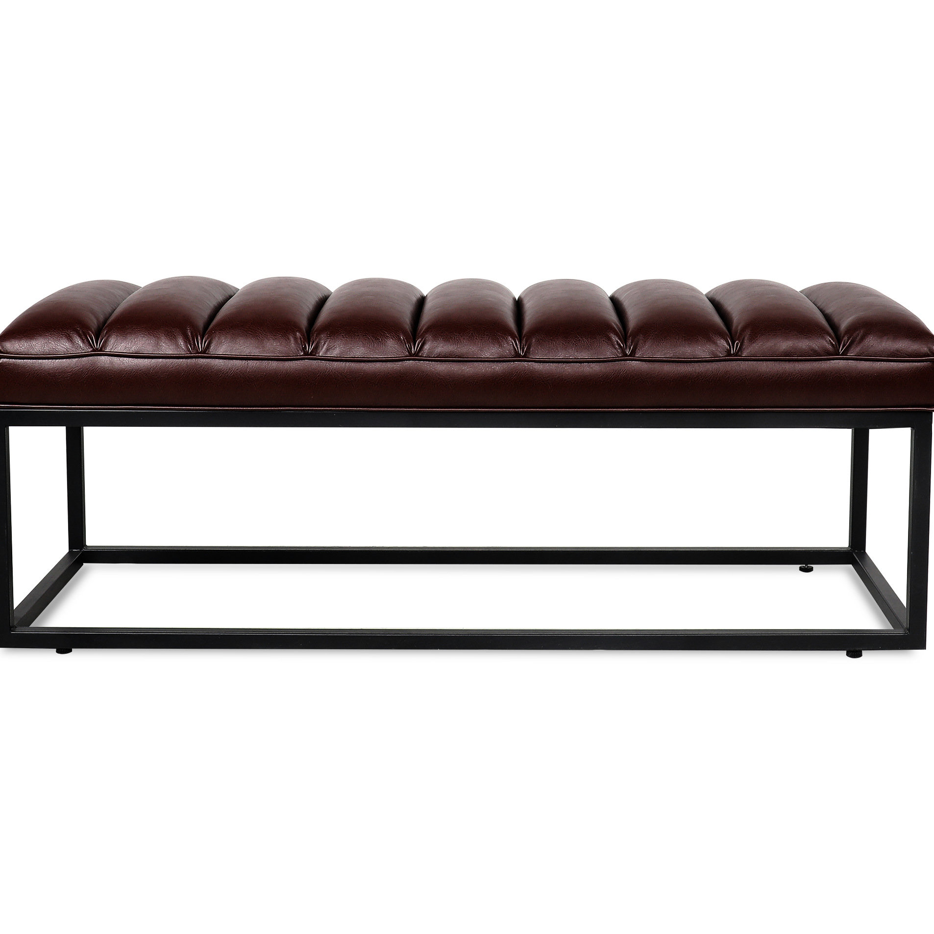Latitude Run® Bedroom Entryway Bench With Metal Base In Dark Brown - Pu ...