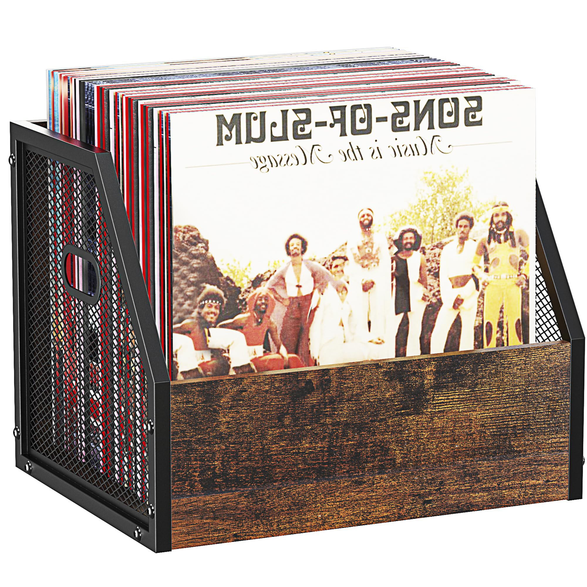 17 Stories Vintage Wood Vinyl Record Storage with Dividers - Trapezium ...