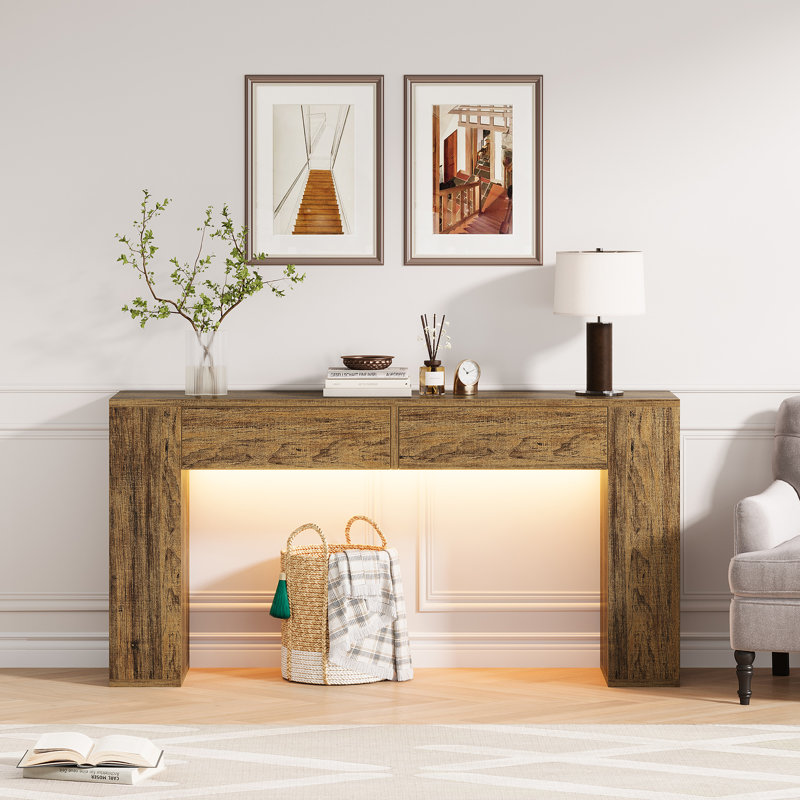 Wrought Studio™ 55.12'' Console Table With Drawers And LED Light ...