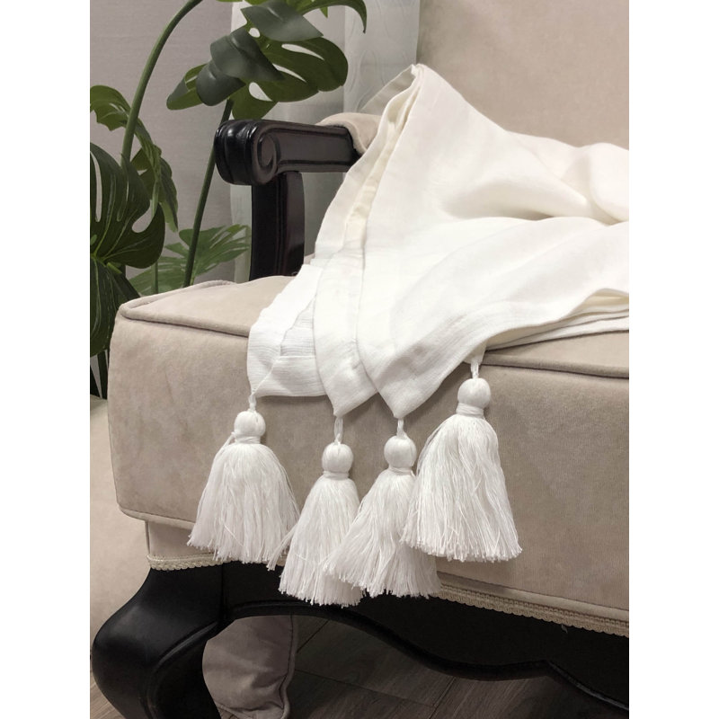 MeadowPark 100% Linen Throw With Tassels | Wayfair