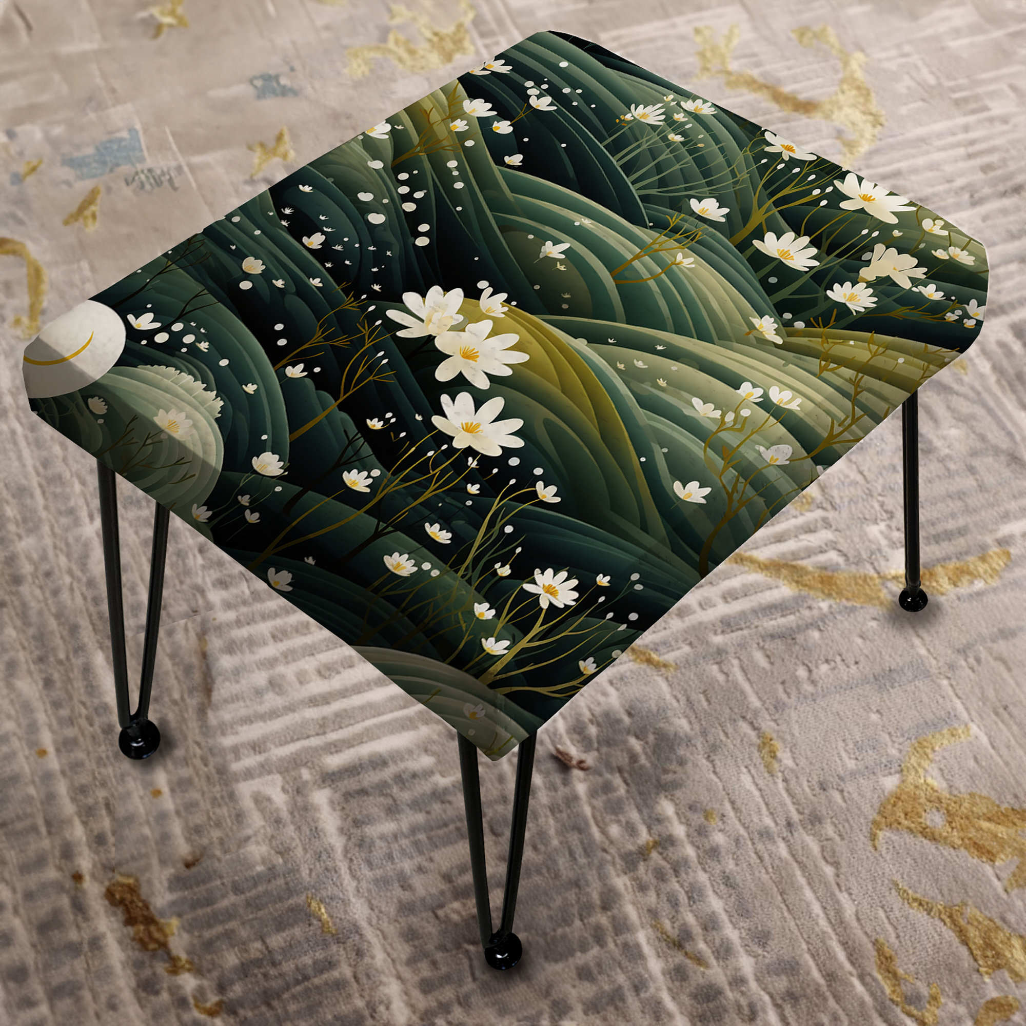 Design Art White Zen Flowers Hilltop Sanctuary - Botanical Rectangle ...