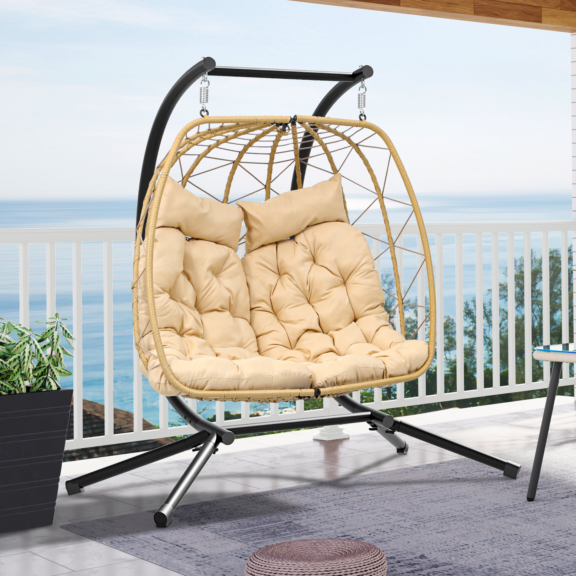 Edrosie Inc Angus Double Swing Chair Includes Support and Cushion ...