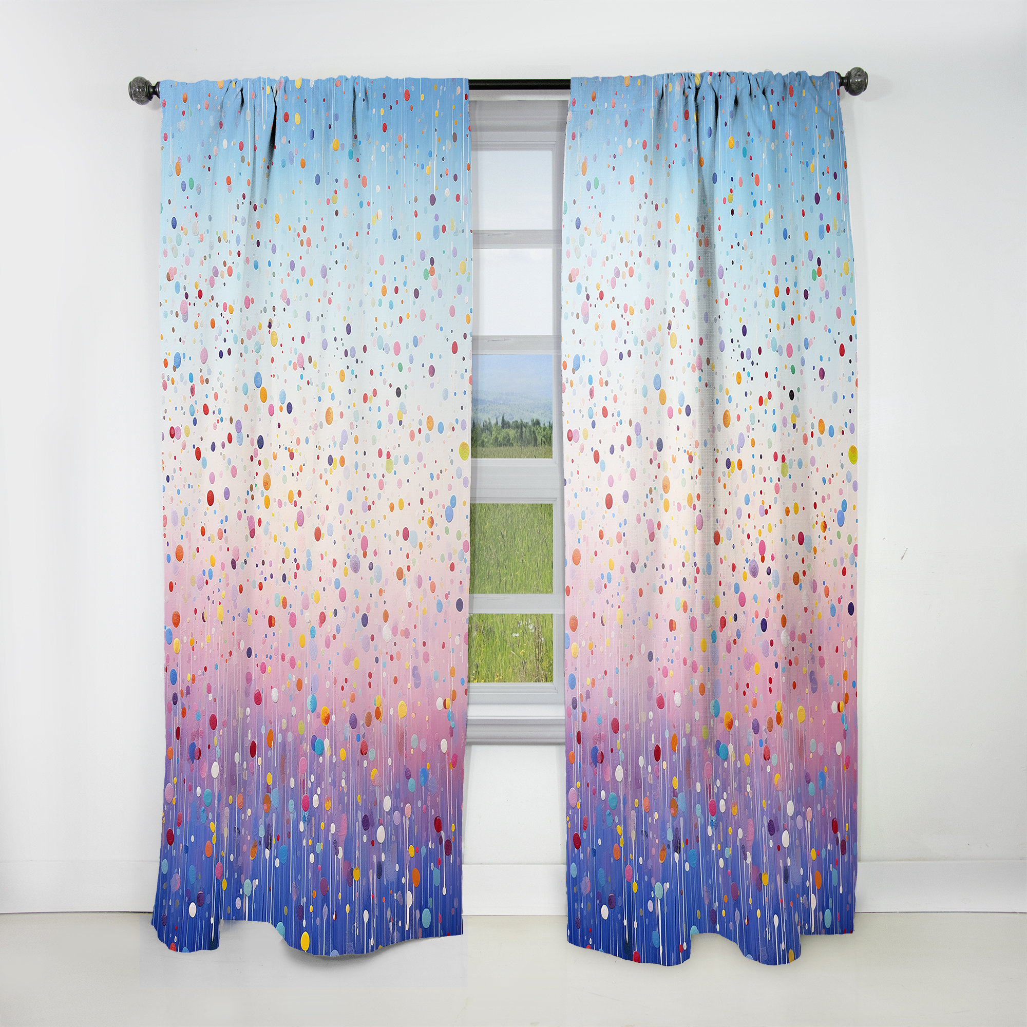 East Urban Home Adamczyk Minimalism Rainbow Dot I - Modern Curtain ...