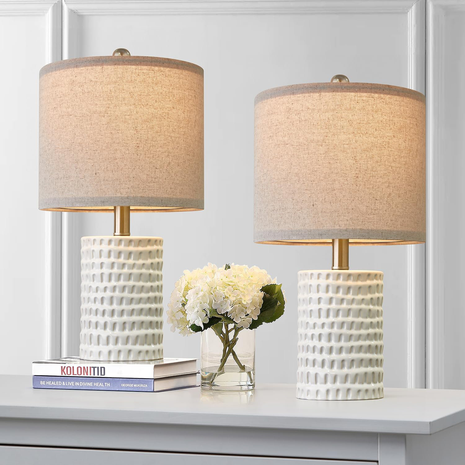 Everly Quinn 24.75" Modern Accent Ceramic Table Lamp Set Of 2 For ...