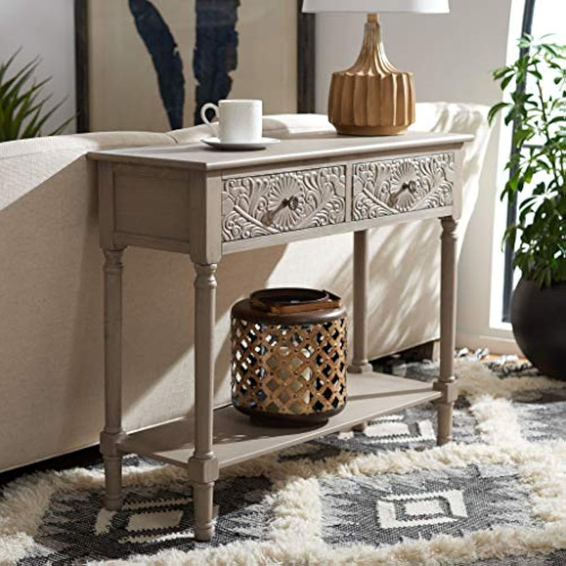 One Allium Way® Home Collection Josie Greige 2-Drawer Console Table ...