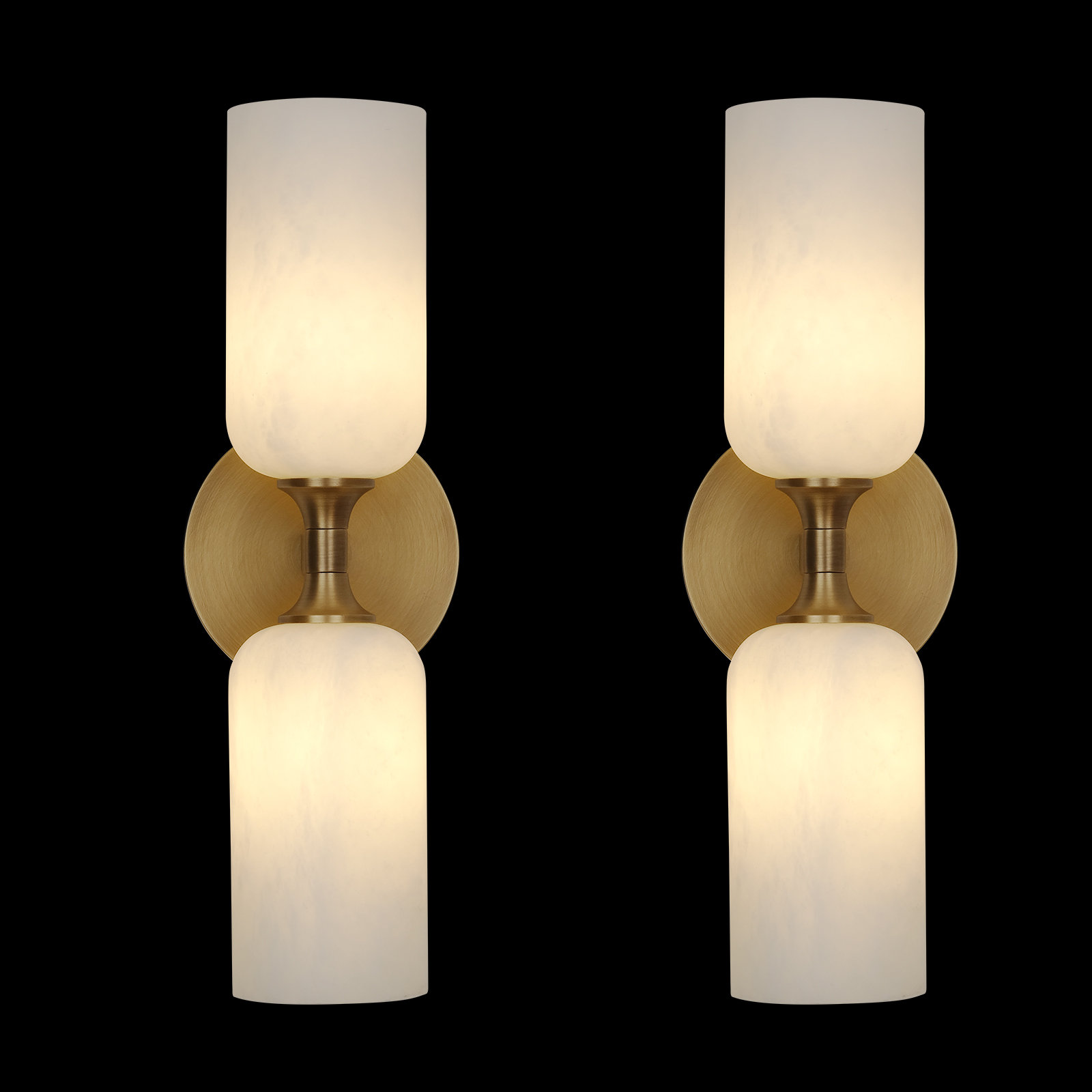 Everly Quinn 14" Dimmable Solid Brass Alabaster Wall Mounted Sconce ...