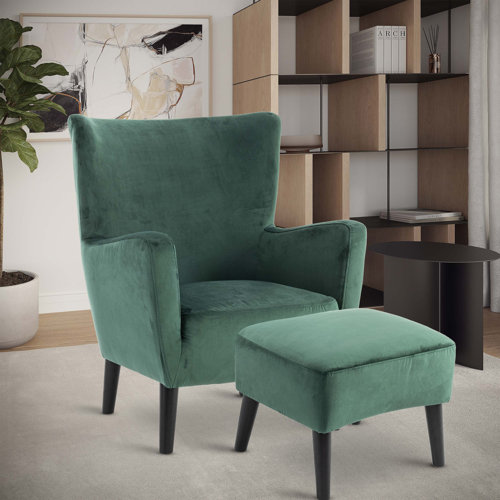 Fairmont Park Brislington Upholstered Wingback Chair with Footstool ...