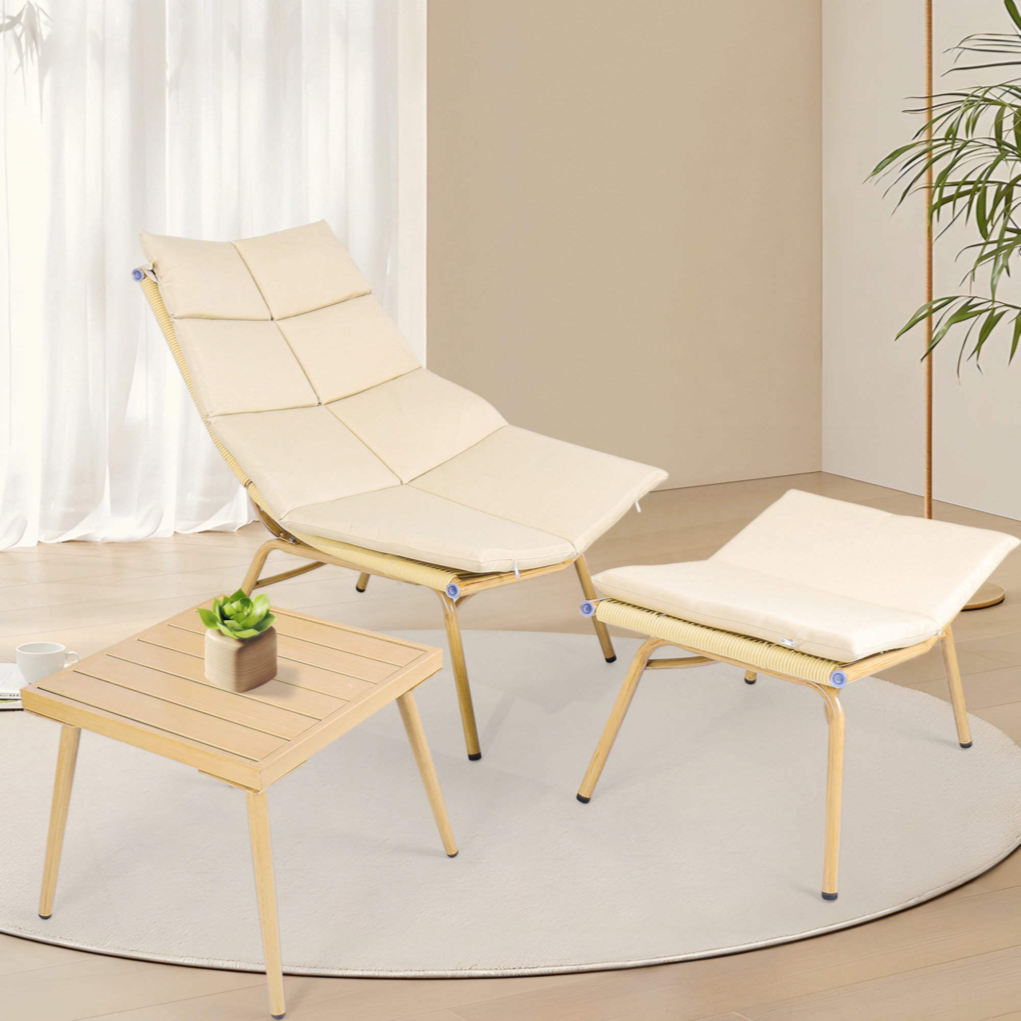 George Oliver Chaise Lounge Chair With Table For Outdoor Indoor Wood ...