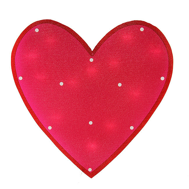 Sienna Lighting 15" Lighted Shimmering Pink Heart Valentine's Day ...